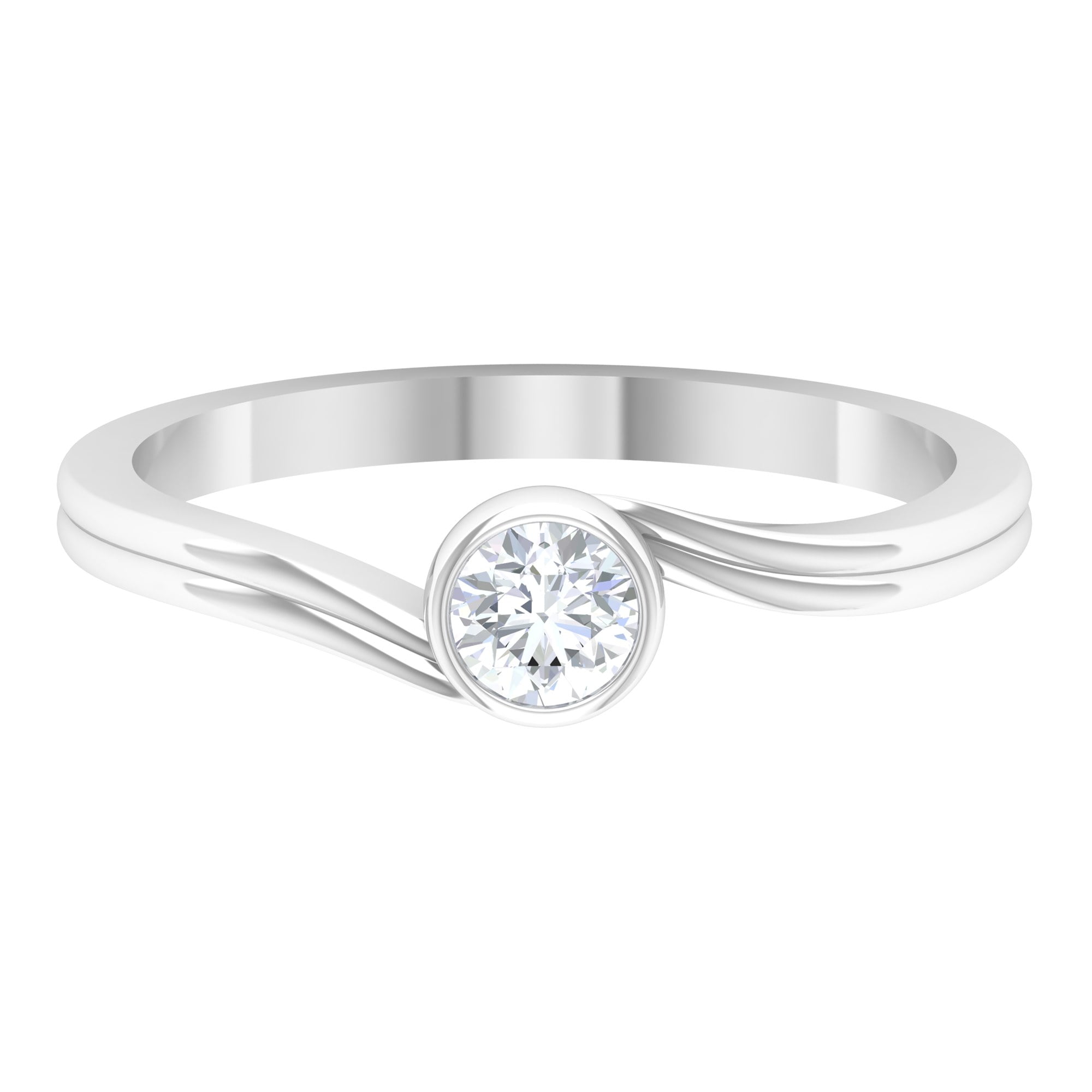 Rosec Jewels 4 MM Diamond Solitaire Ring in Bezel Setting with Bypass ...