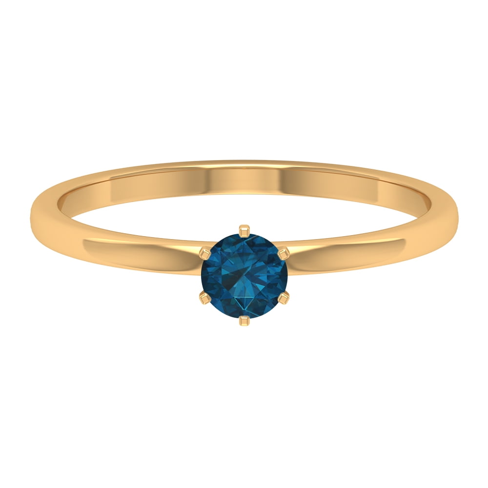 Rosec Jewels 4 MM Round Cut London Blue Topaz Solitaire Ring, London ...