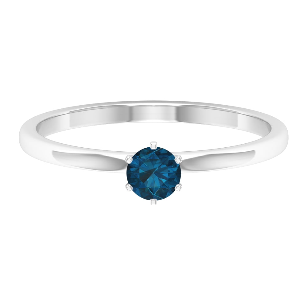 Rosec Jewels 4 MM Round Cut London Blue Topaz Solitaire Ring, London ...