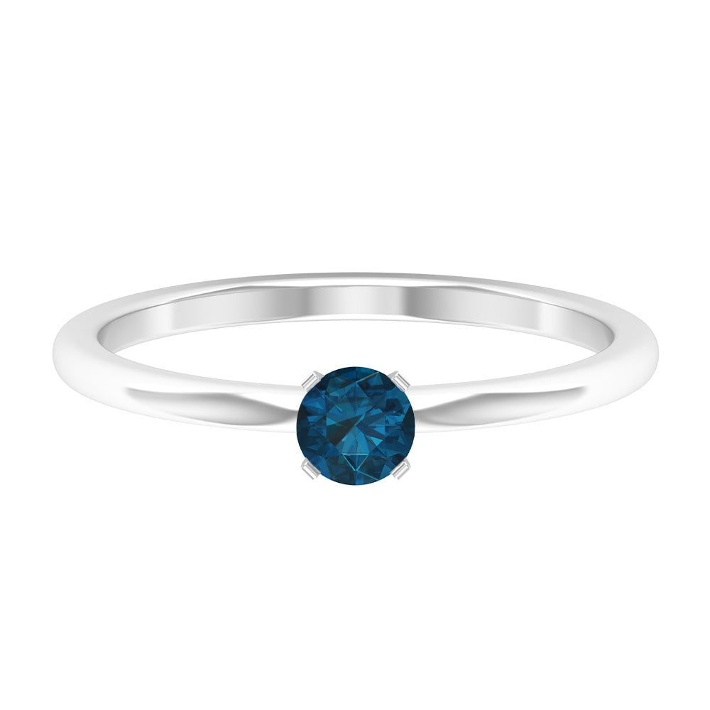 Rosec Jewels 4 MM Round Cut London Blue Topaz Solitaire Ring, Minimal ...