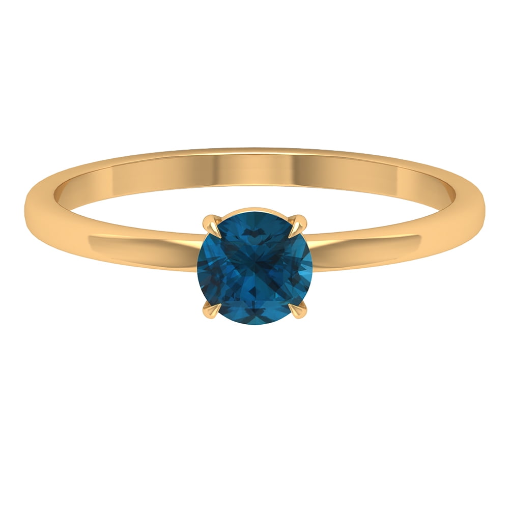 Rosec Jewels 5 MM Round Cut London Blue Topaz Solitaire Ring in Claw ...