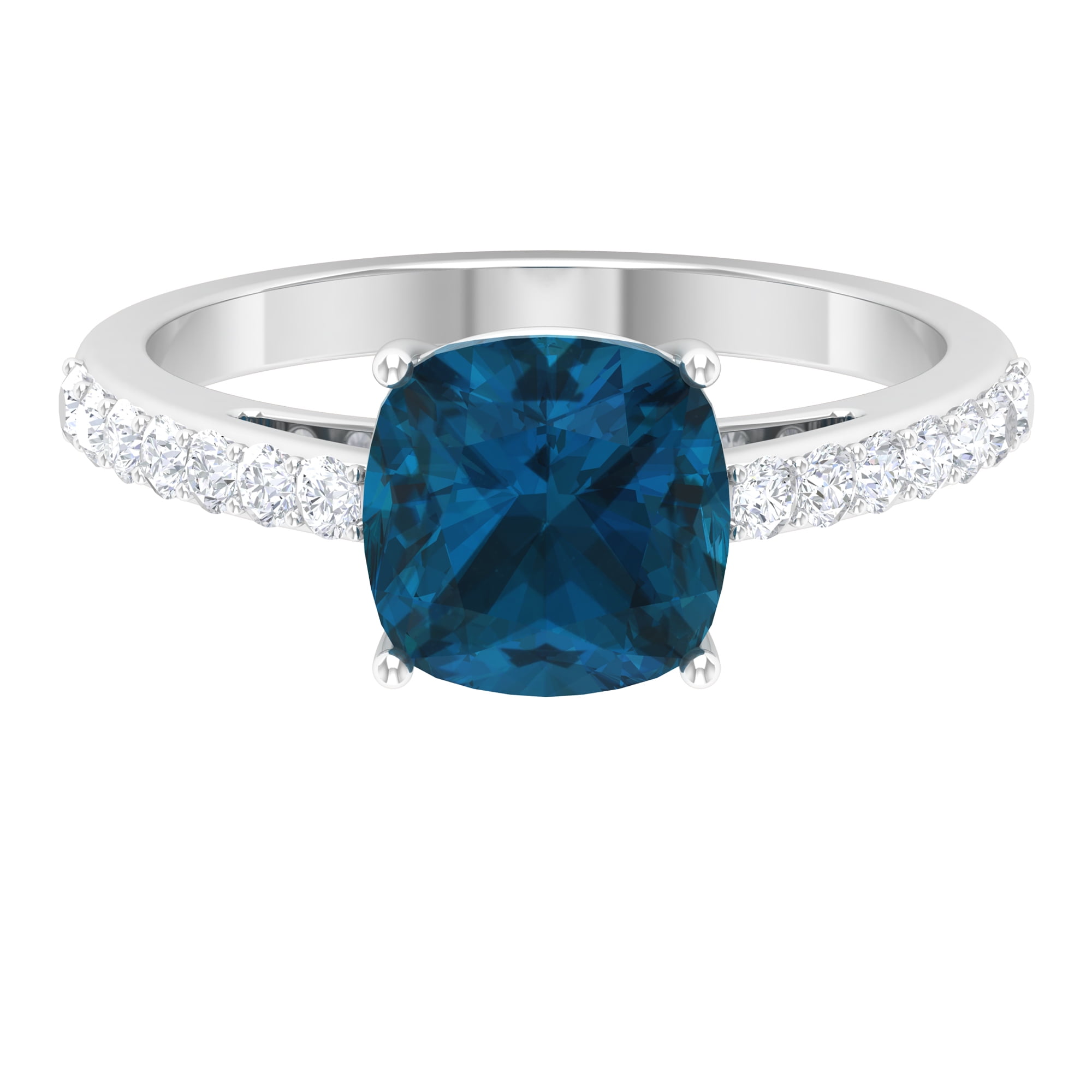 Rosec Jewels 8 MM Cushion Cut London Blue Topaz Solitaire Ring with ...