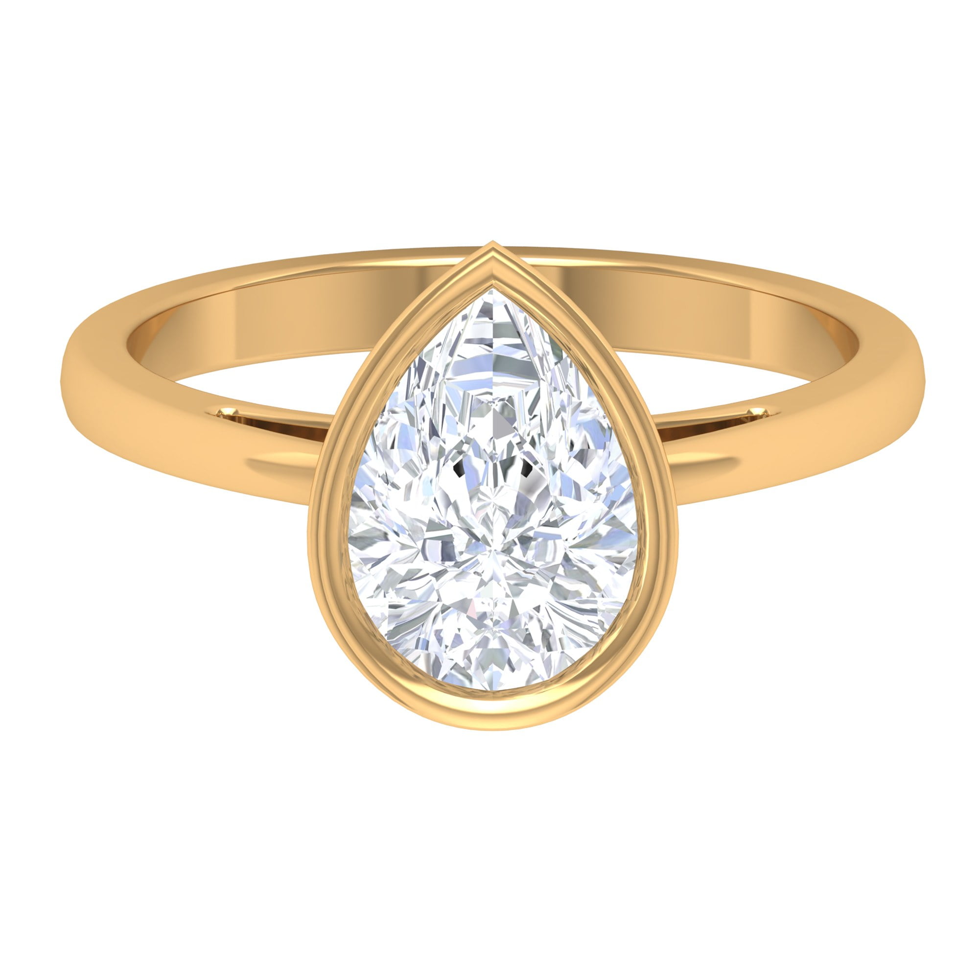 Rosec Jewels Bezel Set Moissanite Solitaire Engagement Ring 2 Carat - 7x10 mm Pear - D-VS1 ...