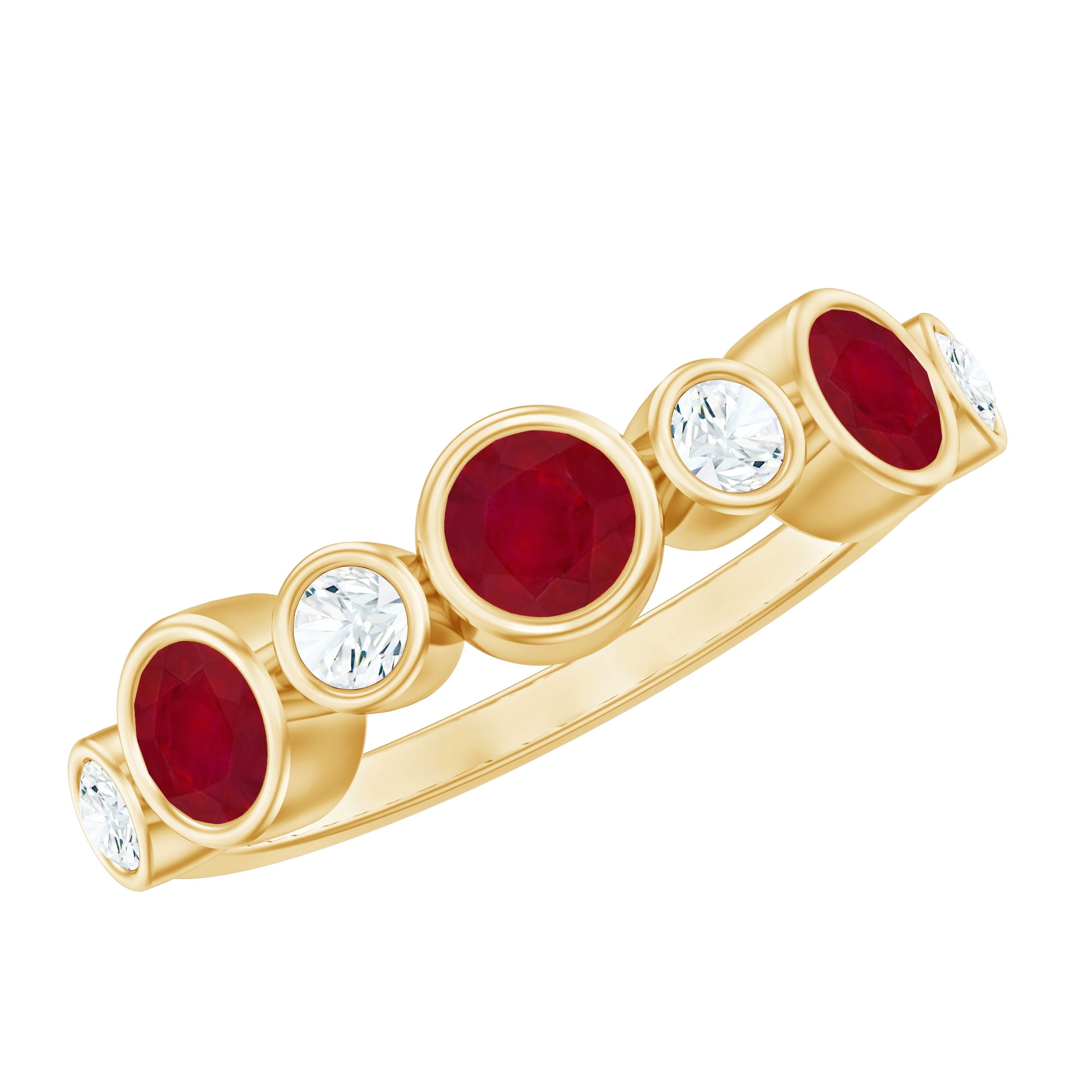 Rosec Jewels Bezel Set Ruby and Diamond Eternity Ring (July Birthstone ...