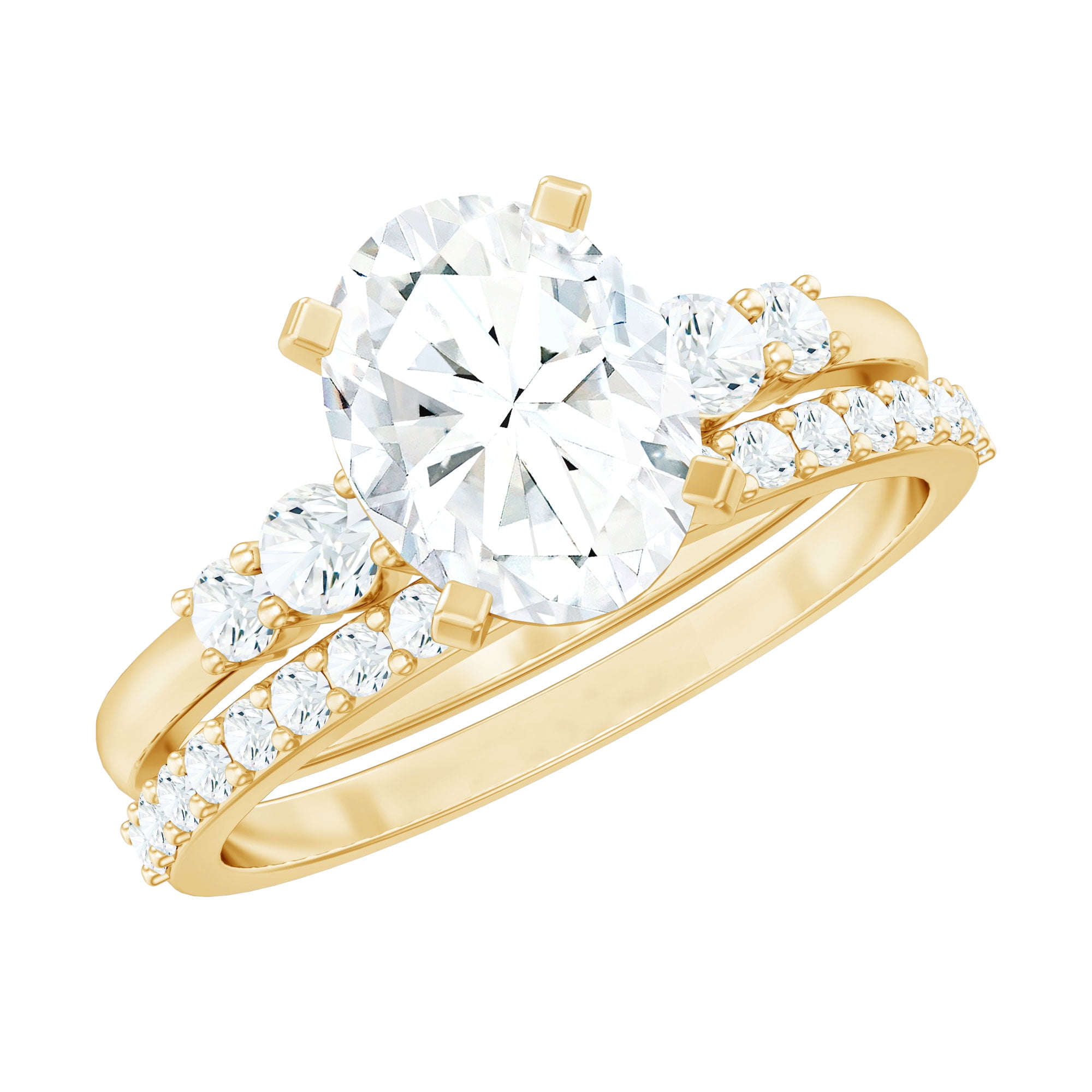 Rosec Jewels Bridal Rings Set - Lab Created Diamond Oval Engagement ...