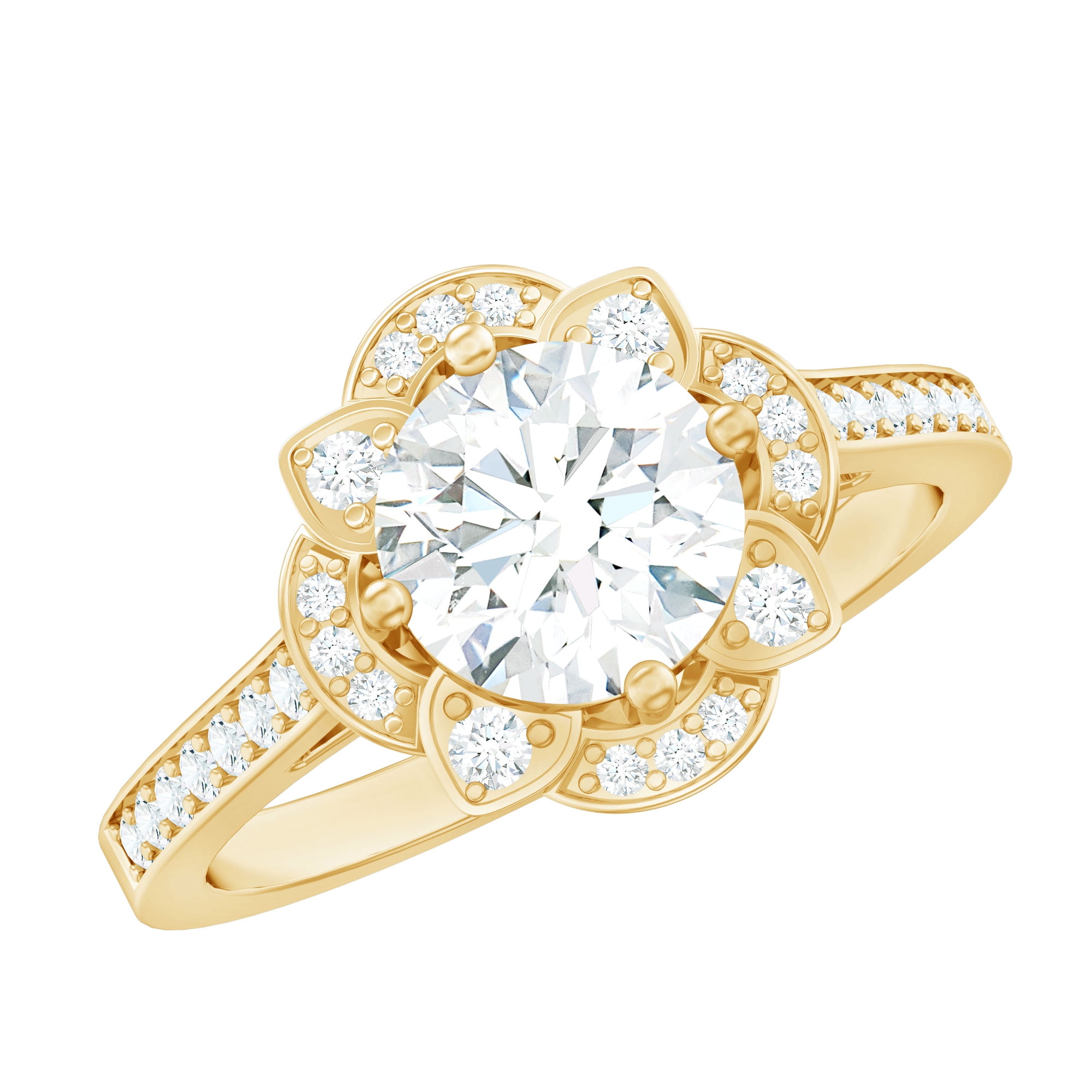 Rosec Jewels Certified Lab Grown Diamond Floral Engagement Ring 2Ct (8 ...