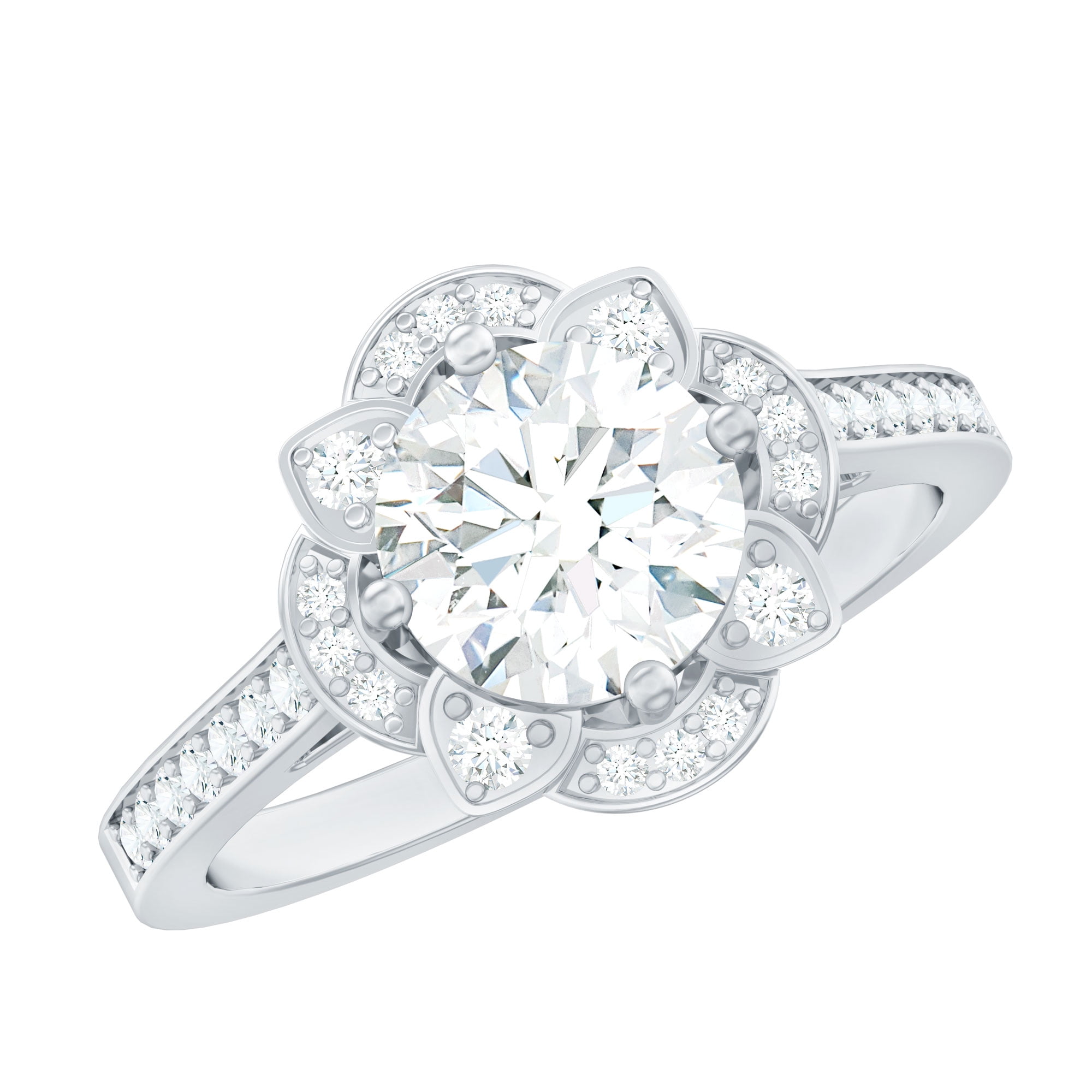 Rosec Jewels Certified Lab Grown Diamond Floral Engagement Ring 2Ct (8 ...