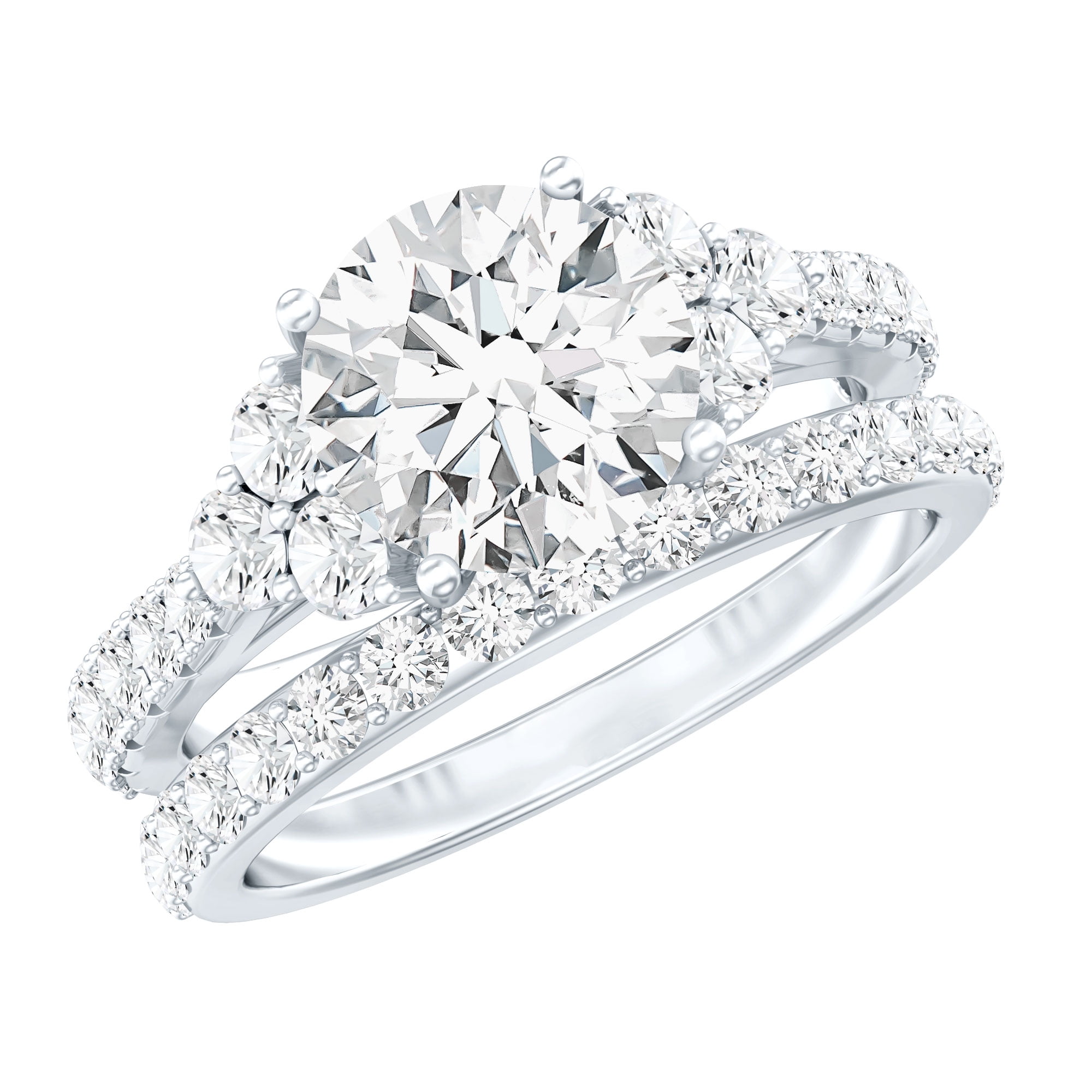 Rosec Jewels Certified Lab Grown Diamond Wedding Bridal Ring Set - 2 ...