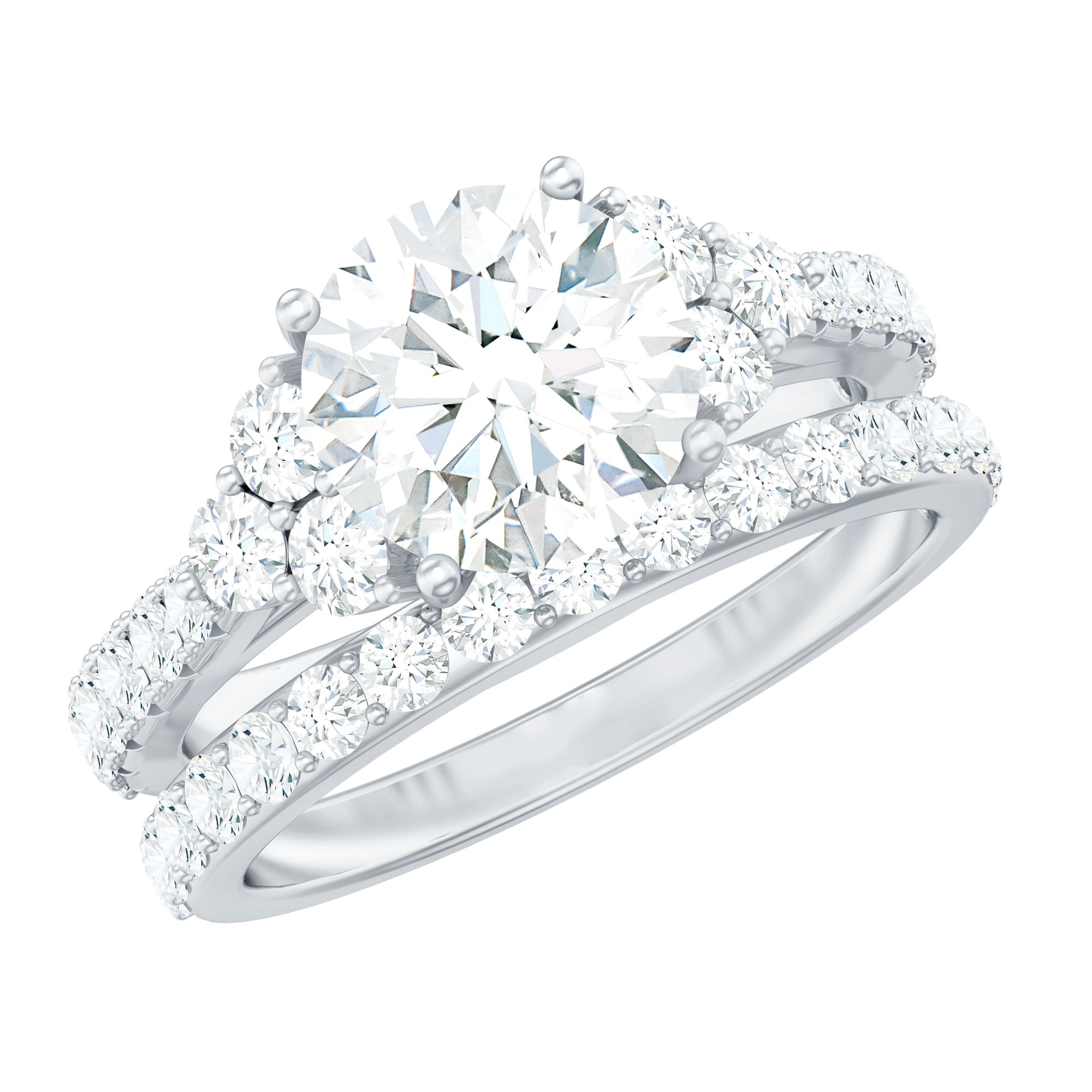 Rosec Jewels Certified Lab Grown Diamond Wedding Bridal Ring Set - 2 ...