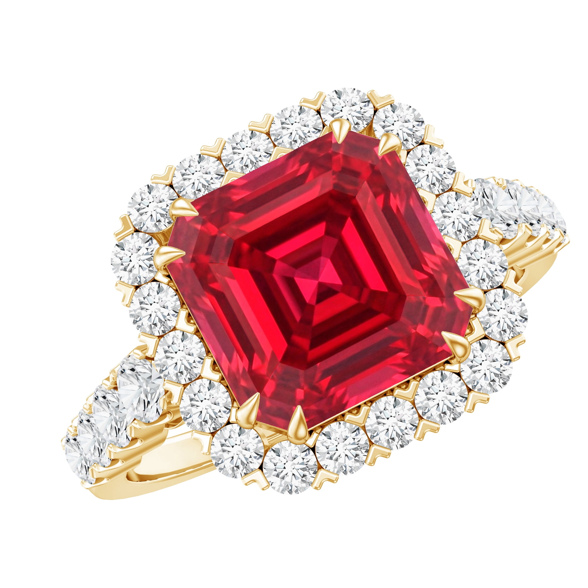 Rosec Jewels Certified Lab Grown Ruby 2.5 Carat Asscher Cut Engagement ...