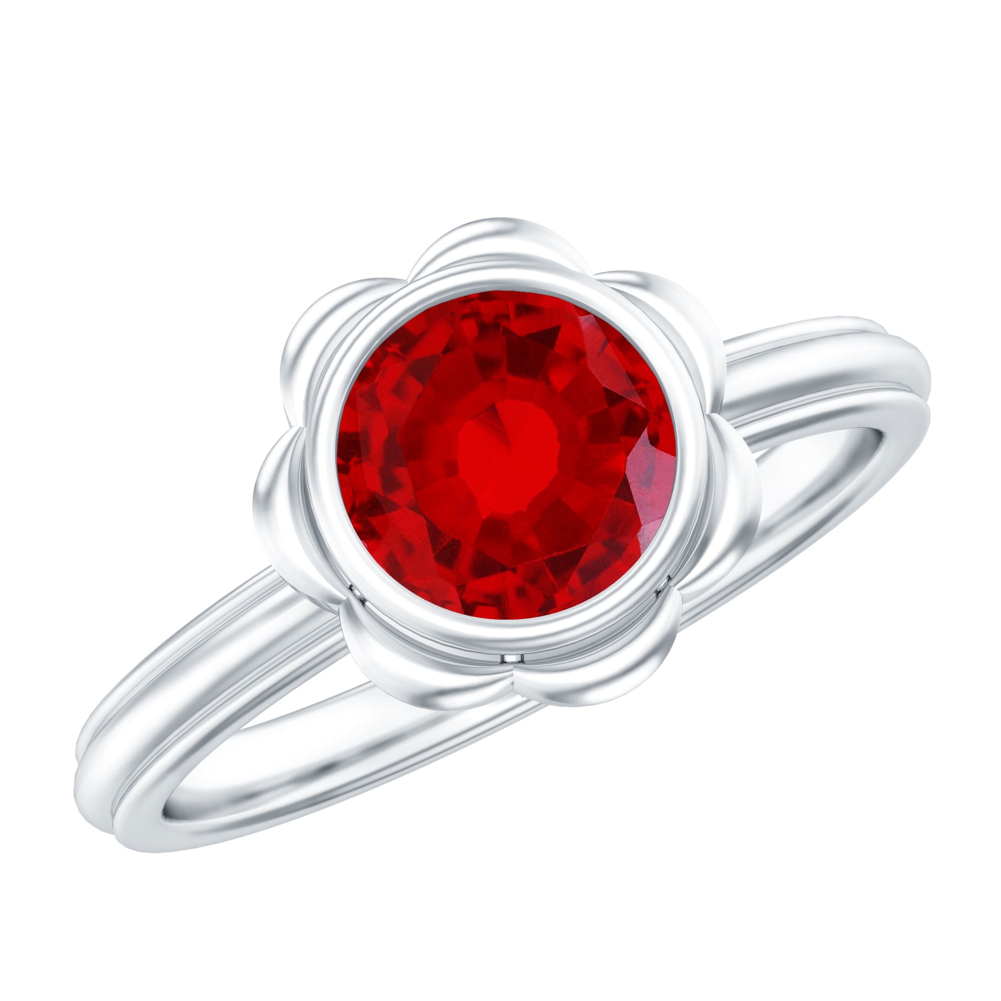 Rosec Jewels Certified Lab Grown Ruby Flower Engagement Ring - AAAA ...