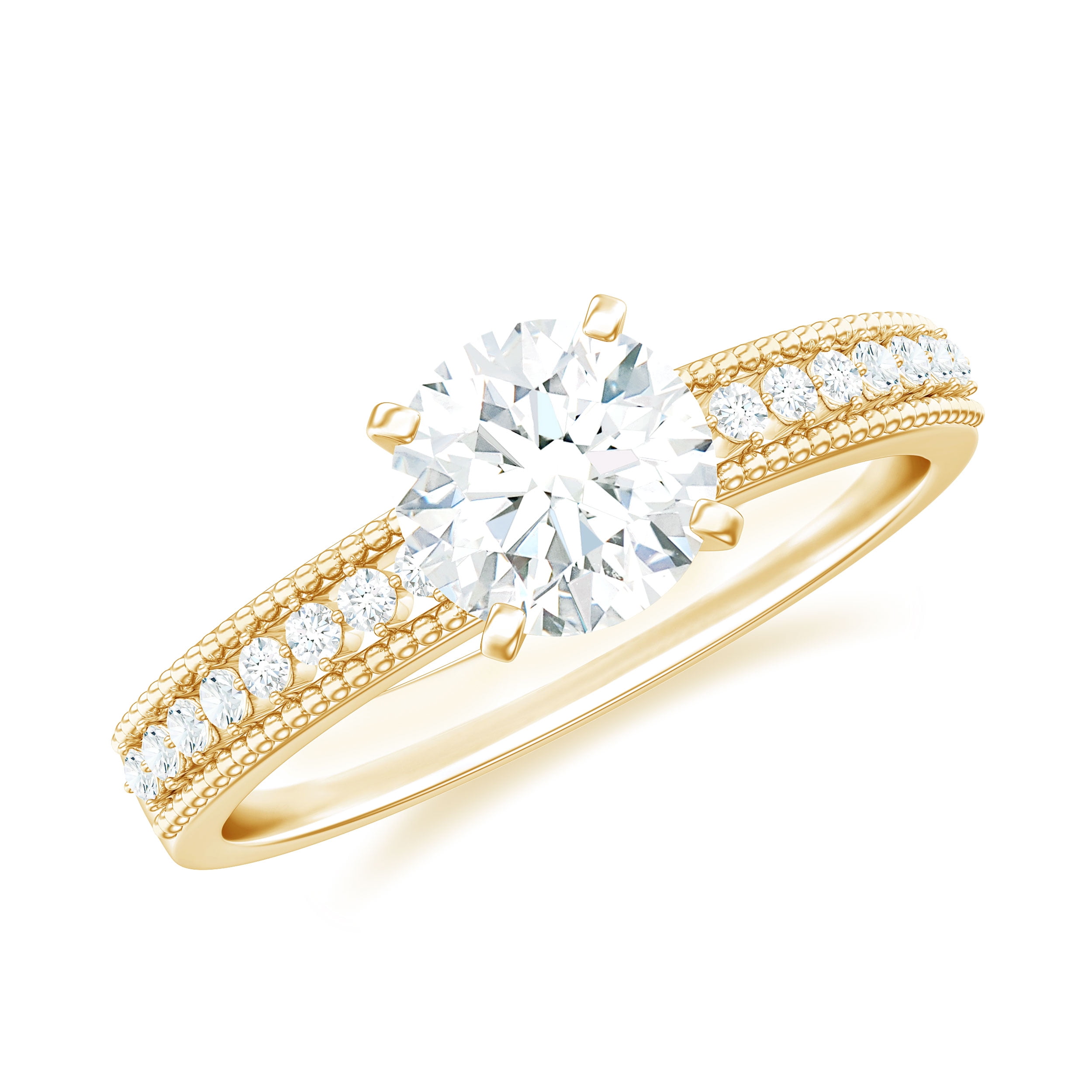 Rosec Jewels Classic Engagement Ring with Moissanite - 1 Ct - 6 mm - D ...