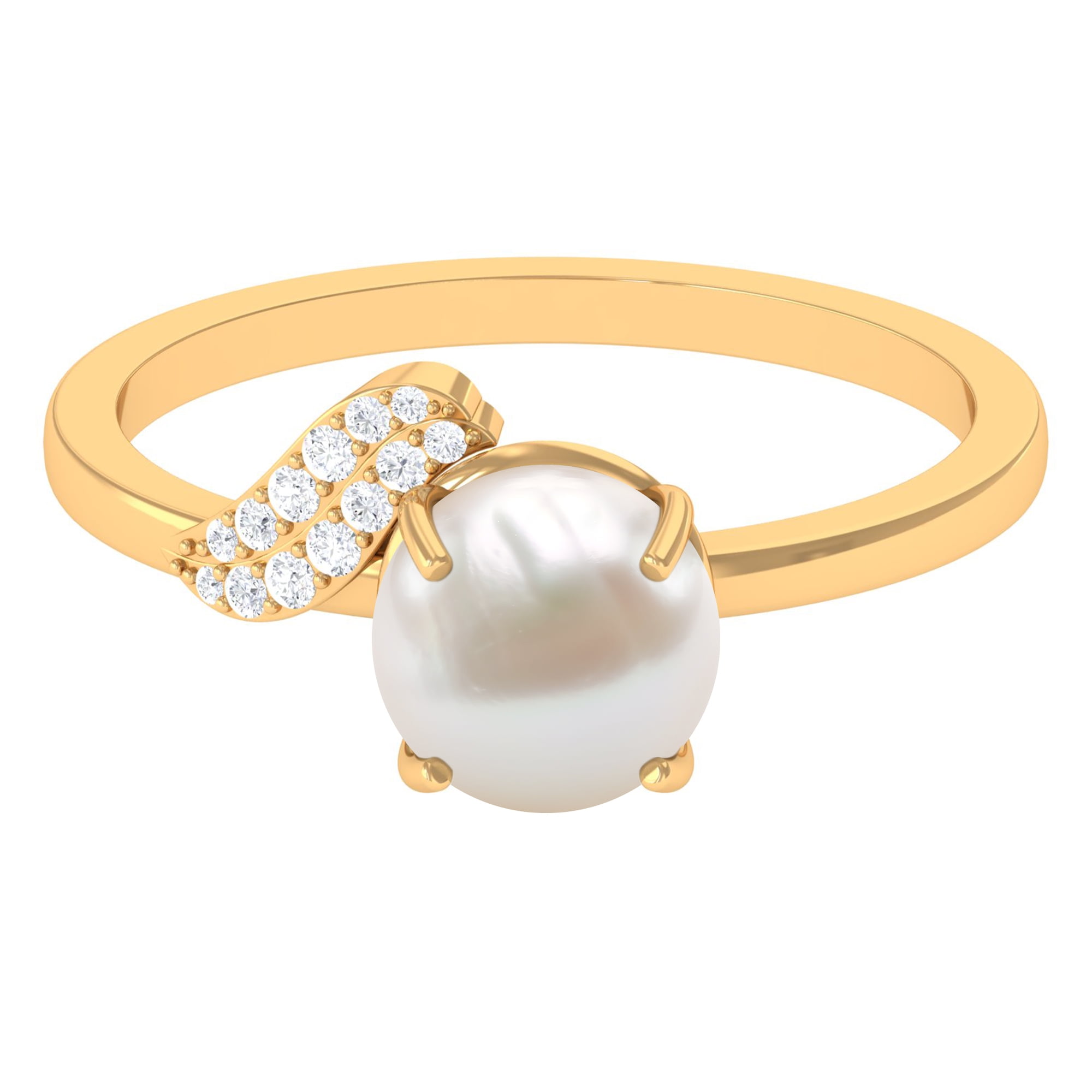 Rosec Jewels Classic Freshwater Pearl Ring with Diamond, June ...