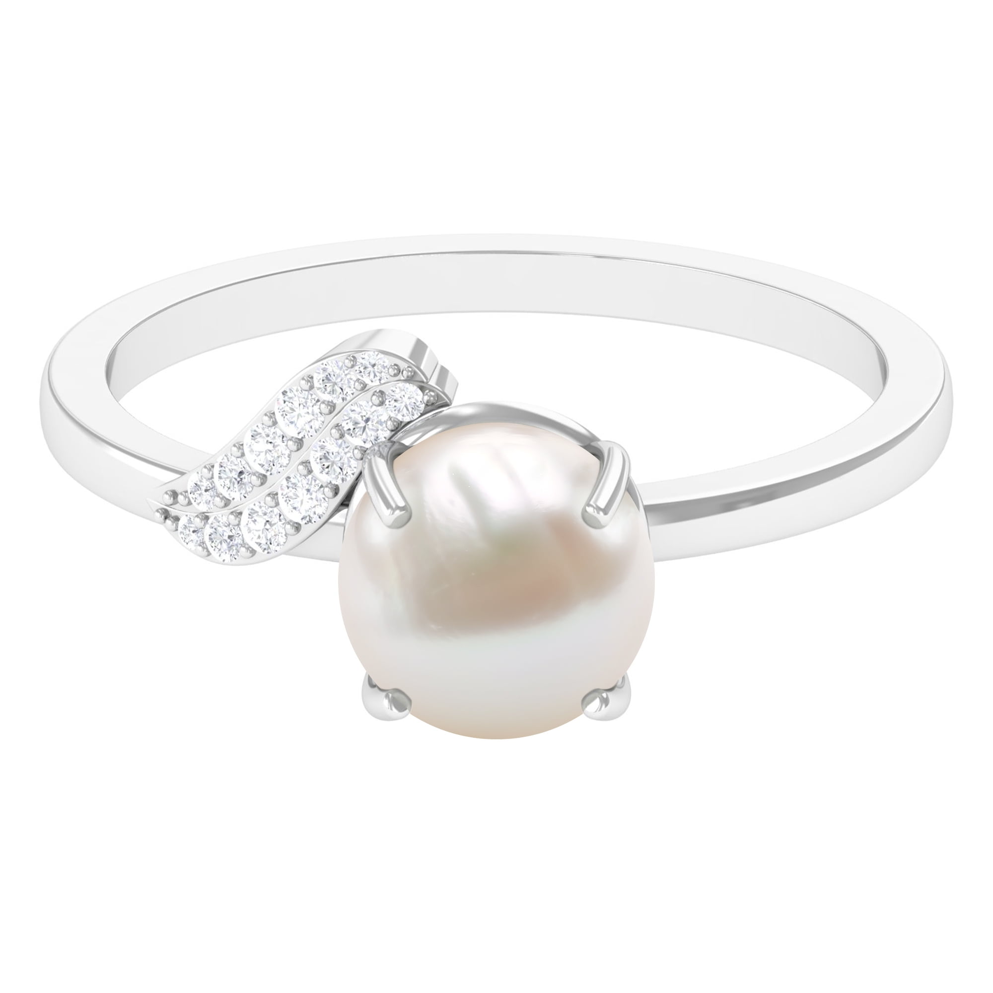 Rosec Jewels Classic Freshwater Pearl Ring with Diamond, June ...