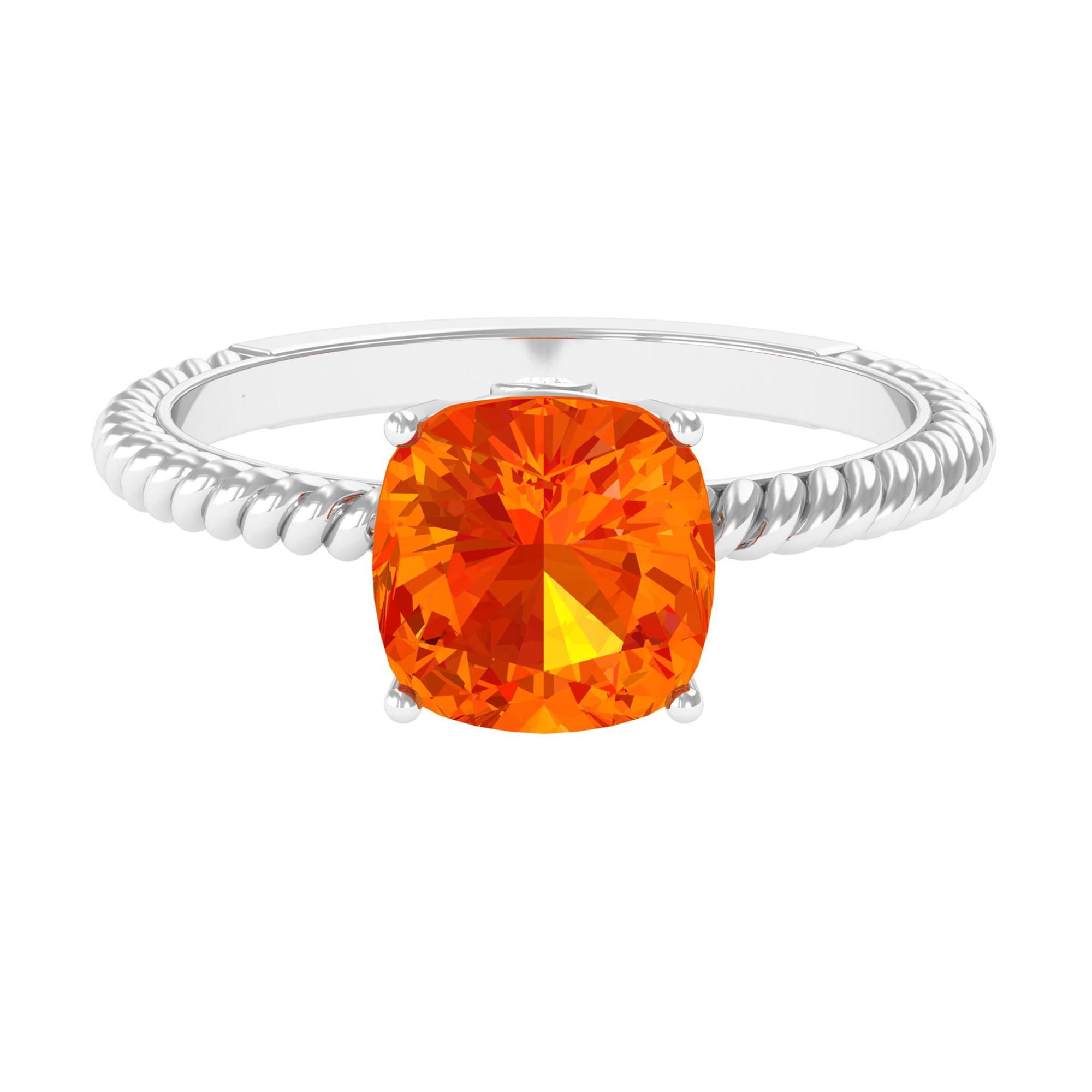 Rosec Jewels Created Orange Sapphire Solitaire Ring with Diamond - 8 mm ...