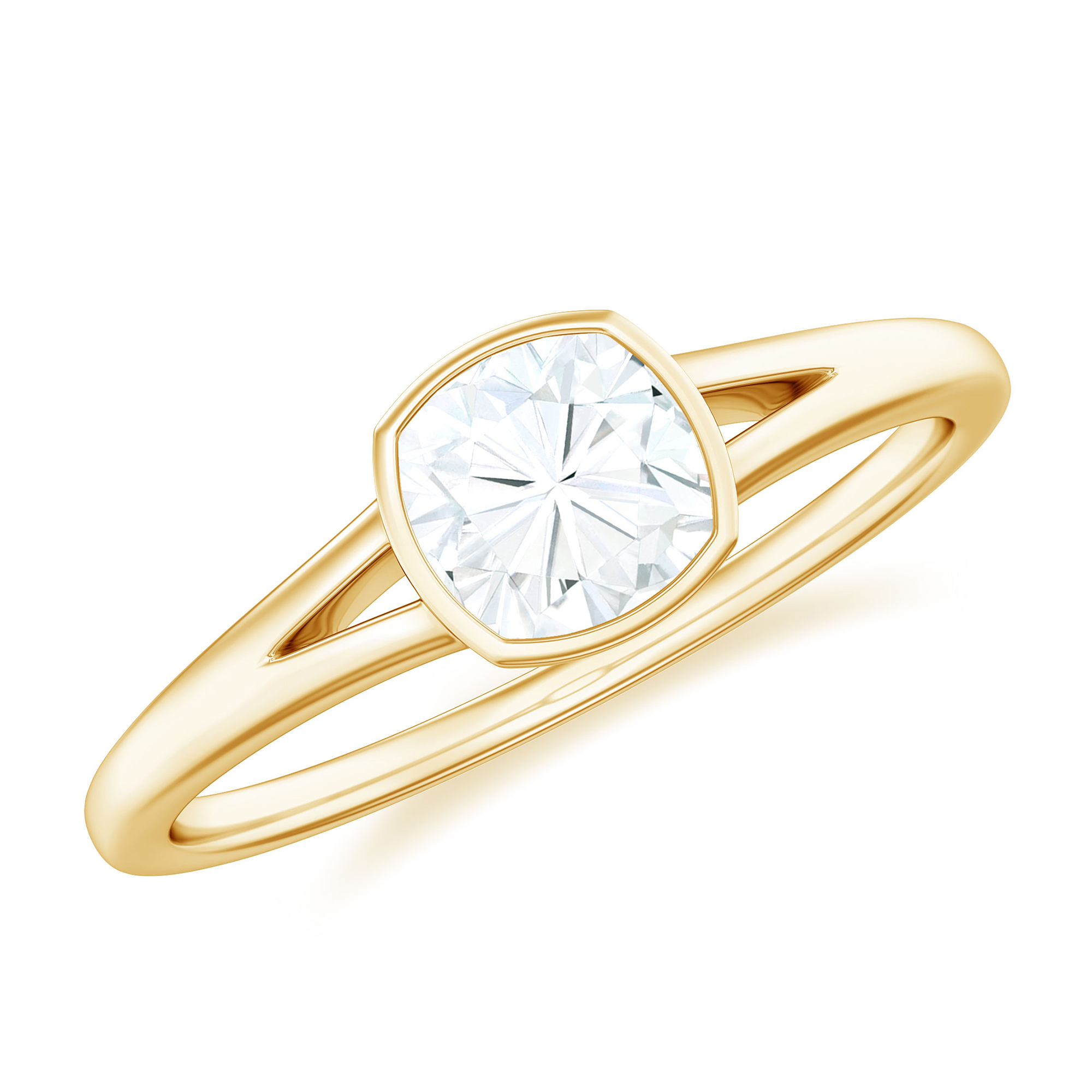 Rosec Jewels Cushion Cut Moissanite Solitaire Split Shank Engagement ...