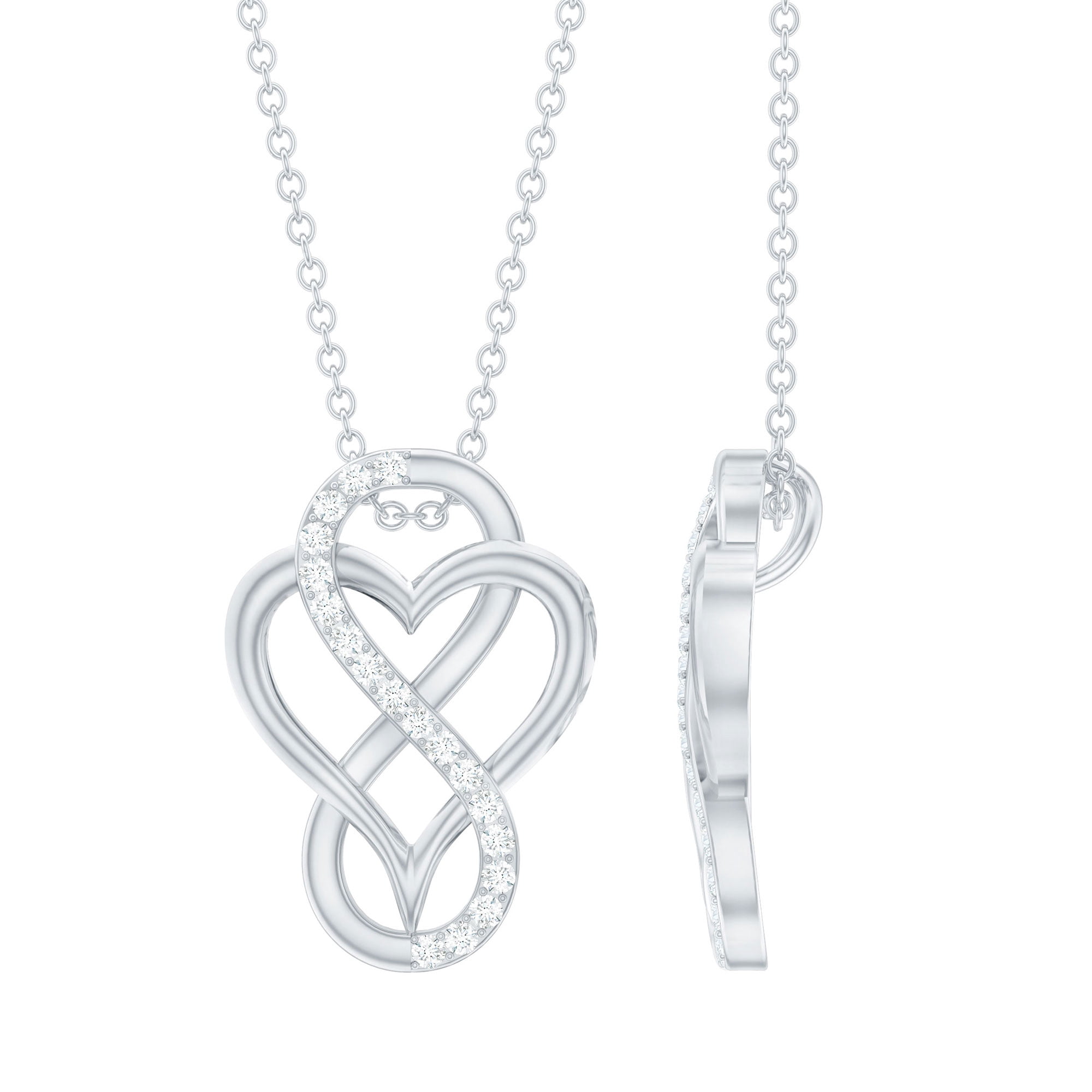 Rosec Jewels Designer Diamond Infinity Heart Necklace in Hidden Bail ...