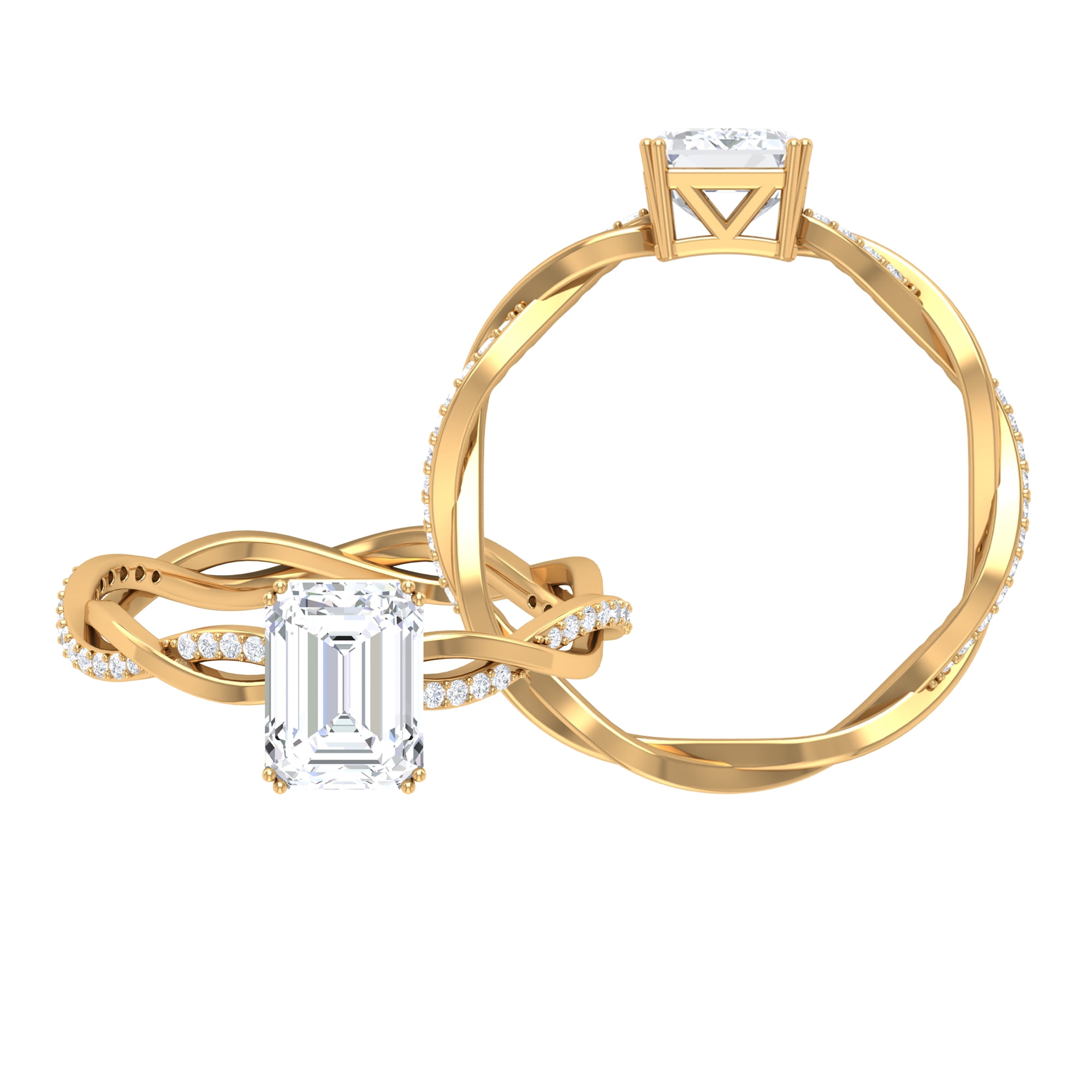 Rosec Jewels Emerald Cut Engagement Ring with Moissanite (2 Carat - 6X8 ...