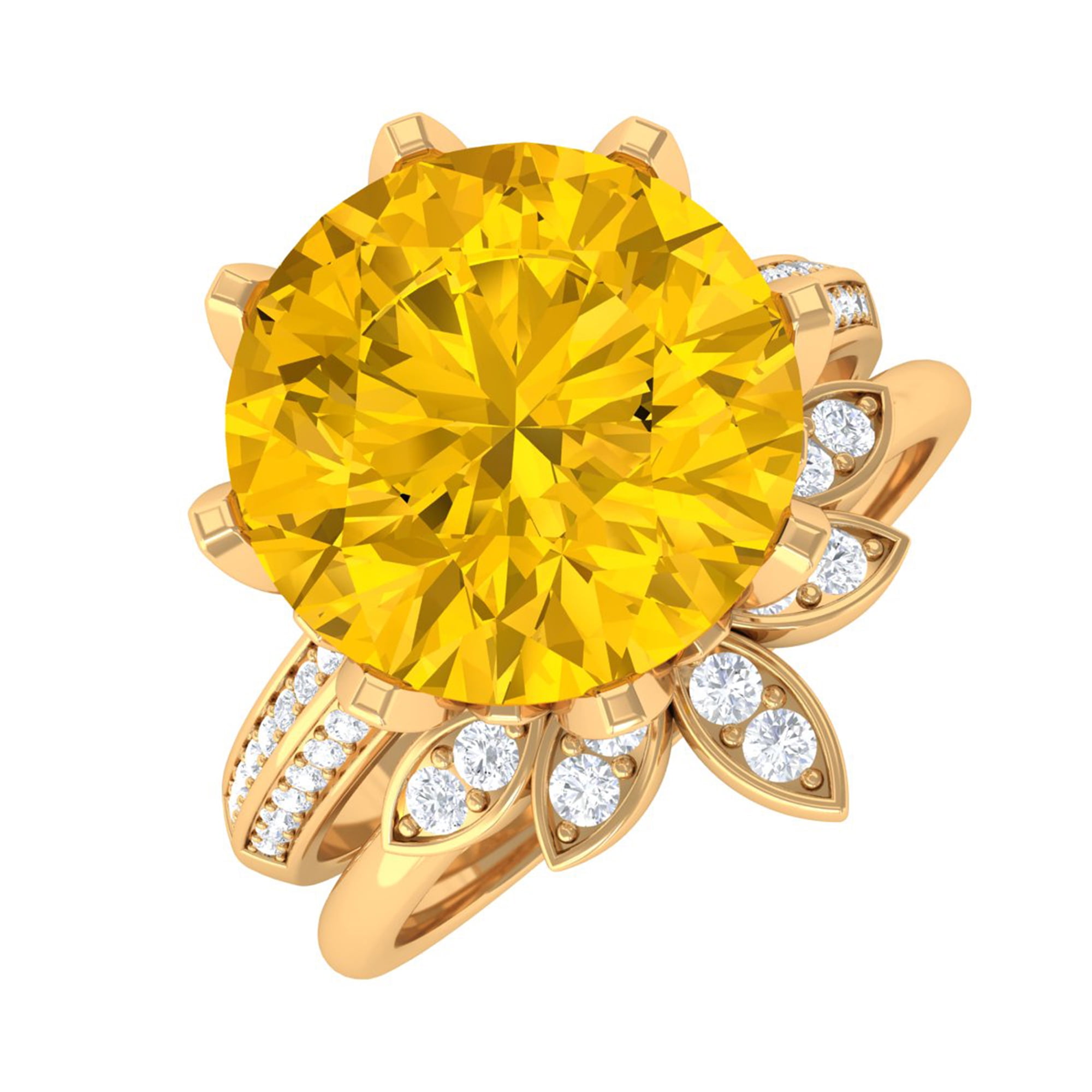 Rosec Jewels Floral Inspired Yellow Sapphire Solitaire Ring Set with ...