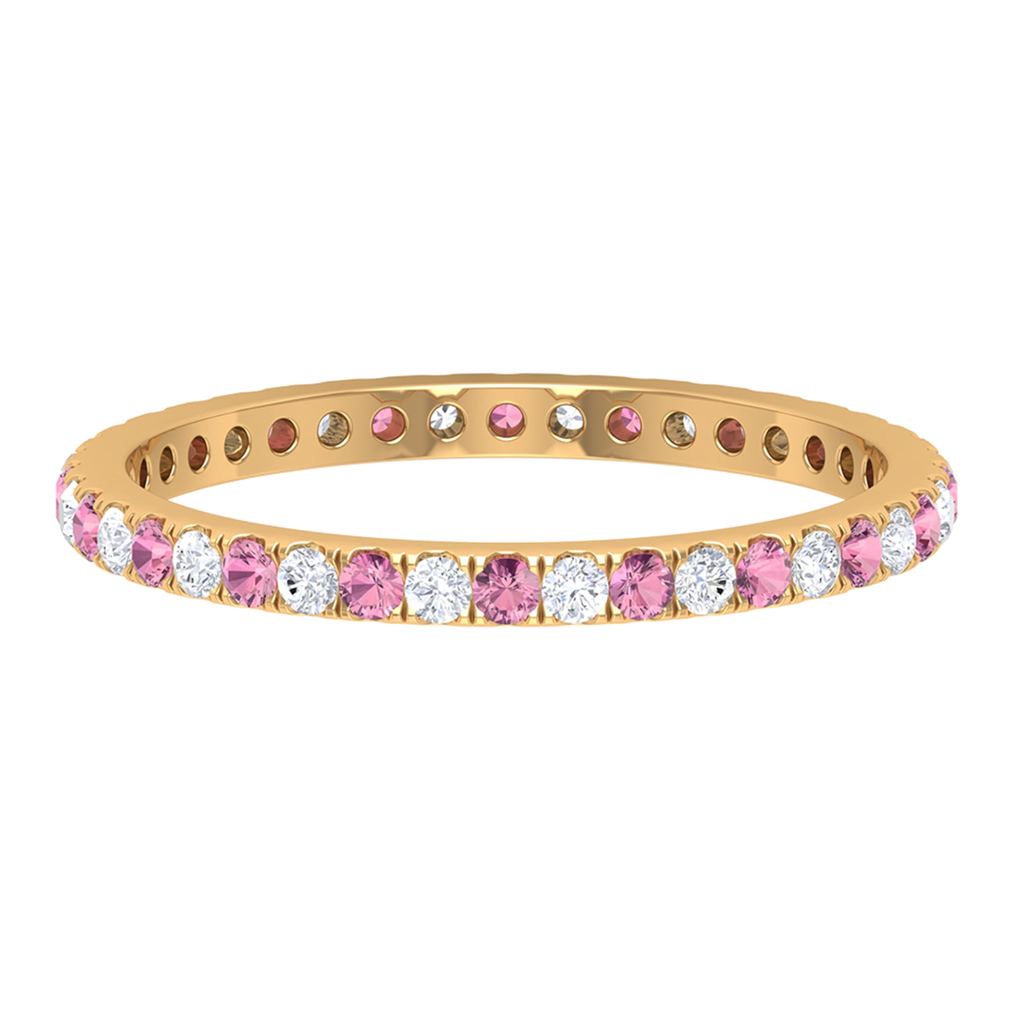 Rosec Jewels Full Eternity Ring with Pink Tourmaline and Diamond, Stackable Ring for Women, 18K ...