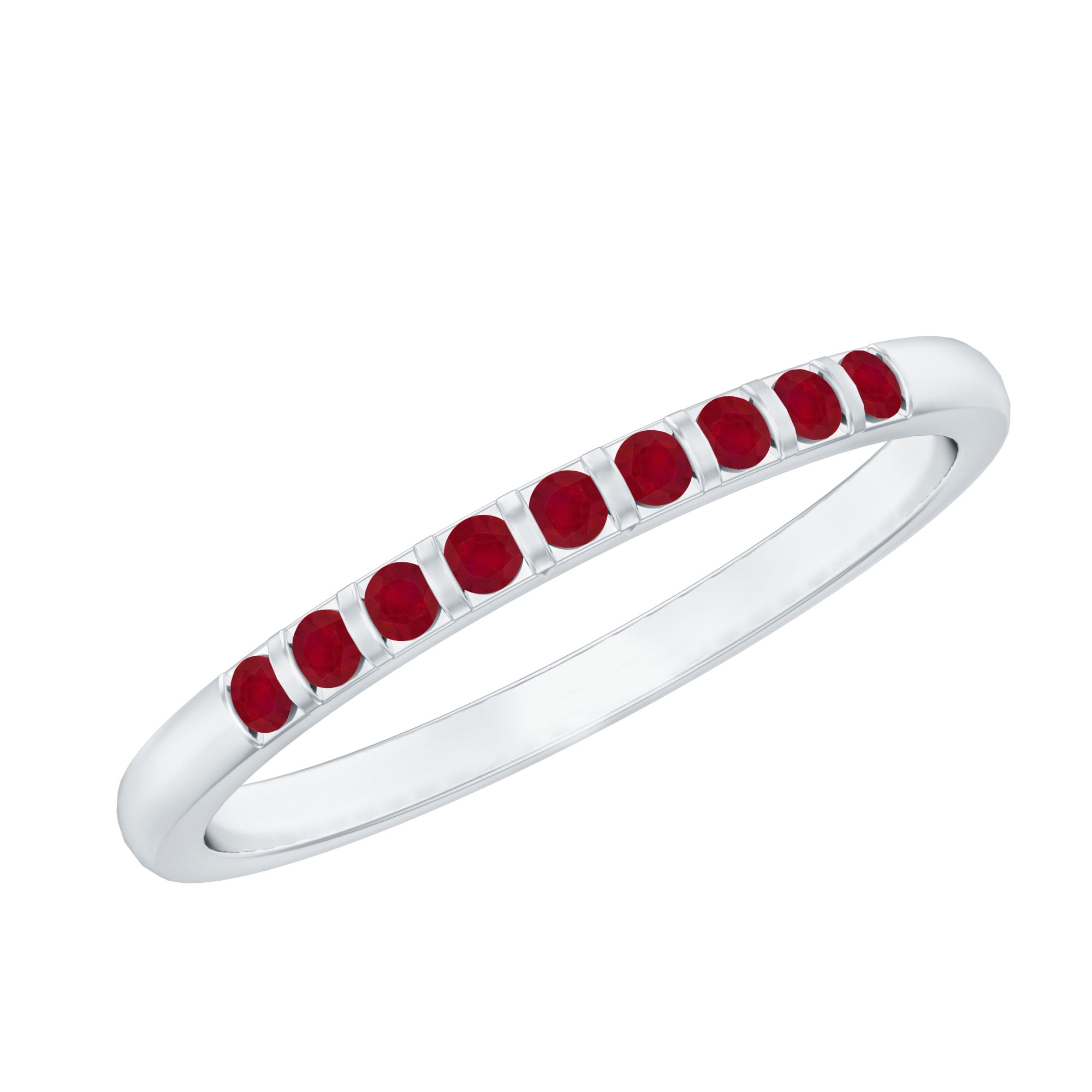 Rosec Jewels Half Eternity Ring with Ruby in Bar Setting, Natural Ruby ...