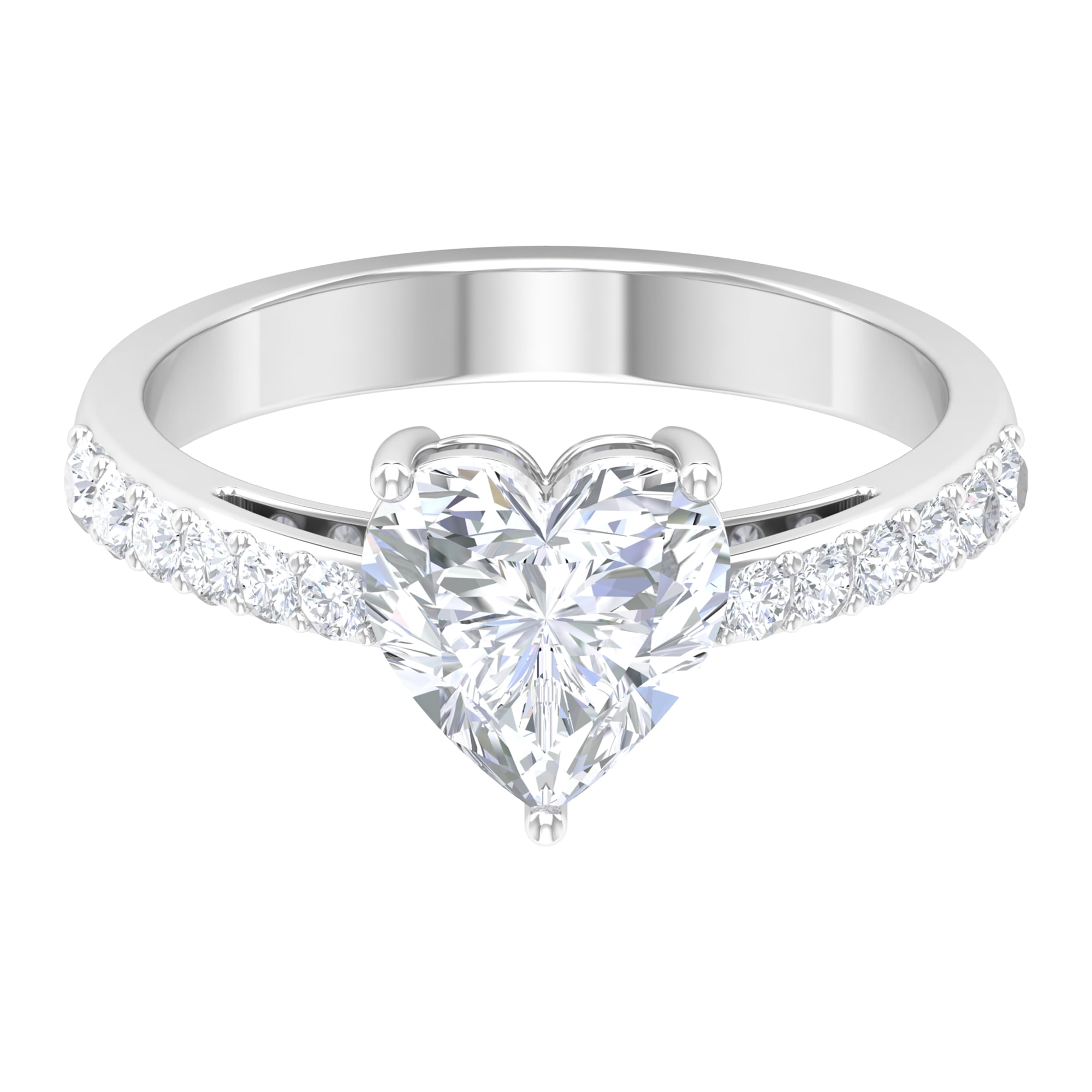 Rosec Jewels Heart Cut Engagement Ring for Women - 2 Ct Moissanite Ring - 8 mm - D-VS1 Grade ...