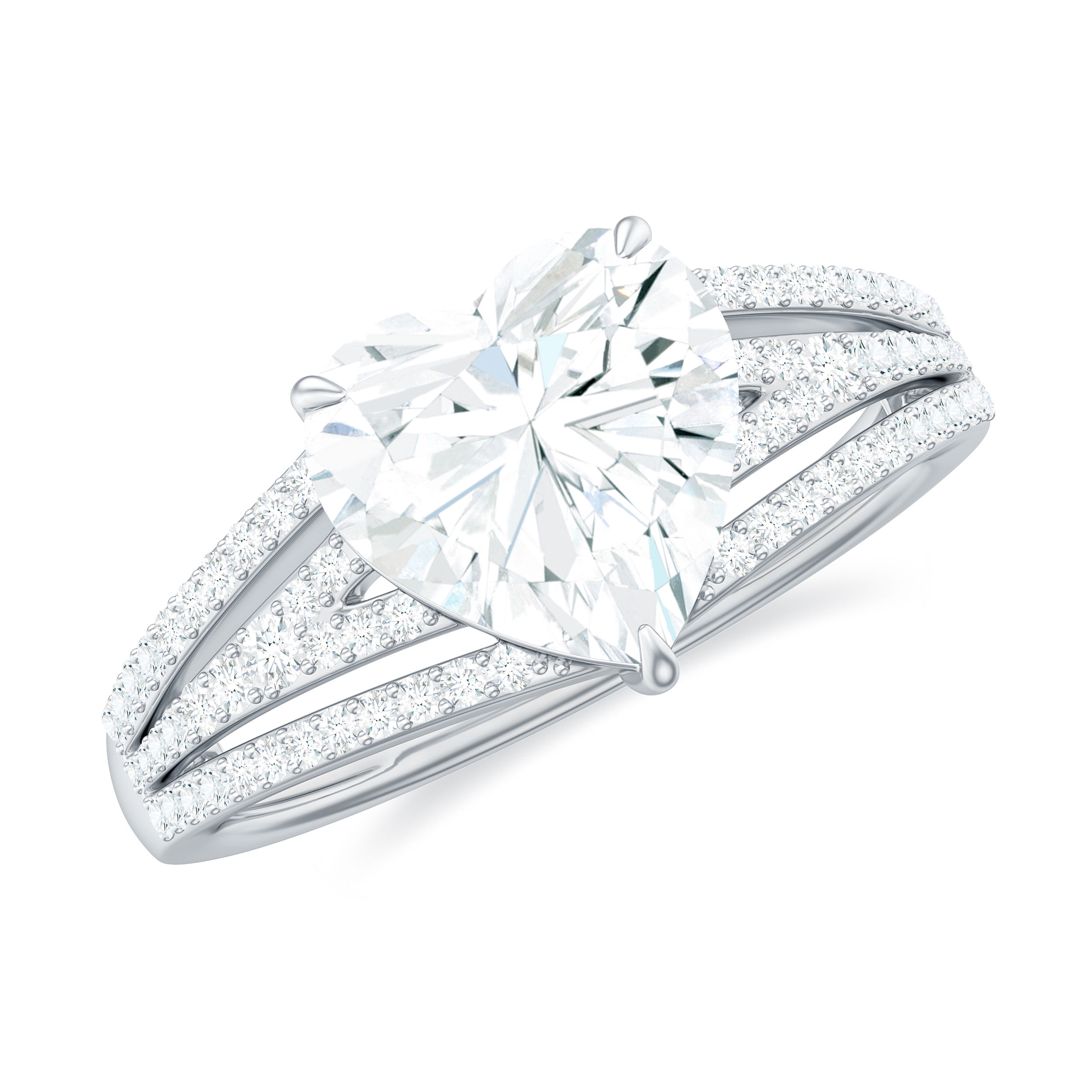 Rosec Jewels Heart Shape Moissanite Split Shank Engagement Ring (2 Ct ...
