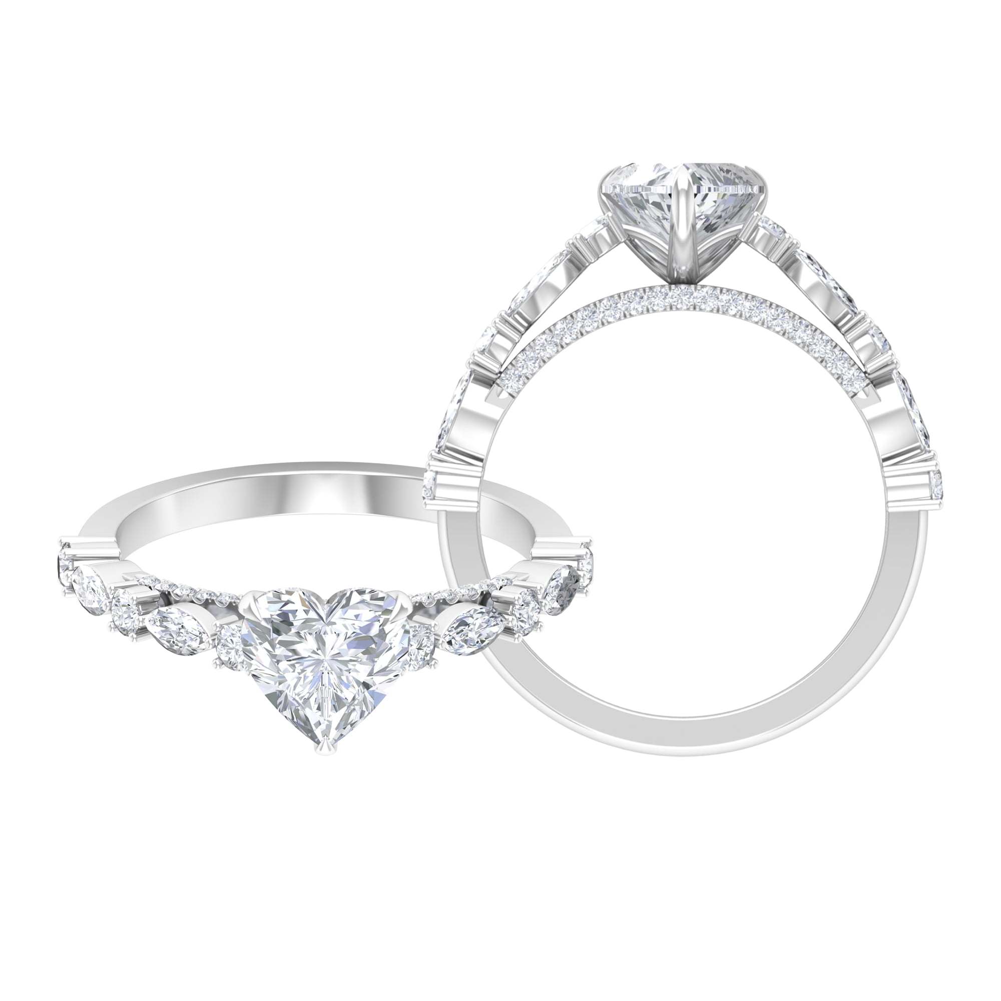 Rosec Jewels Heart Shaped Moissanite Solitaire Engagement Ring for Women - 7 mm - D-VS1 Grade ...