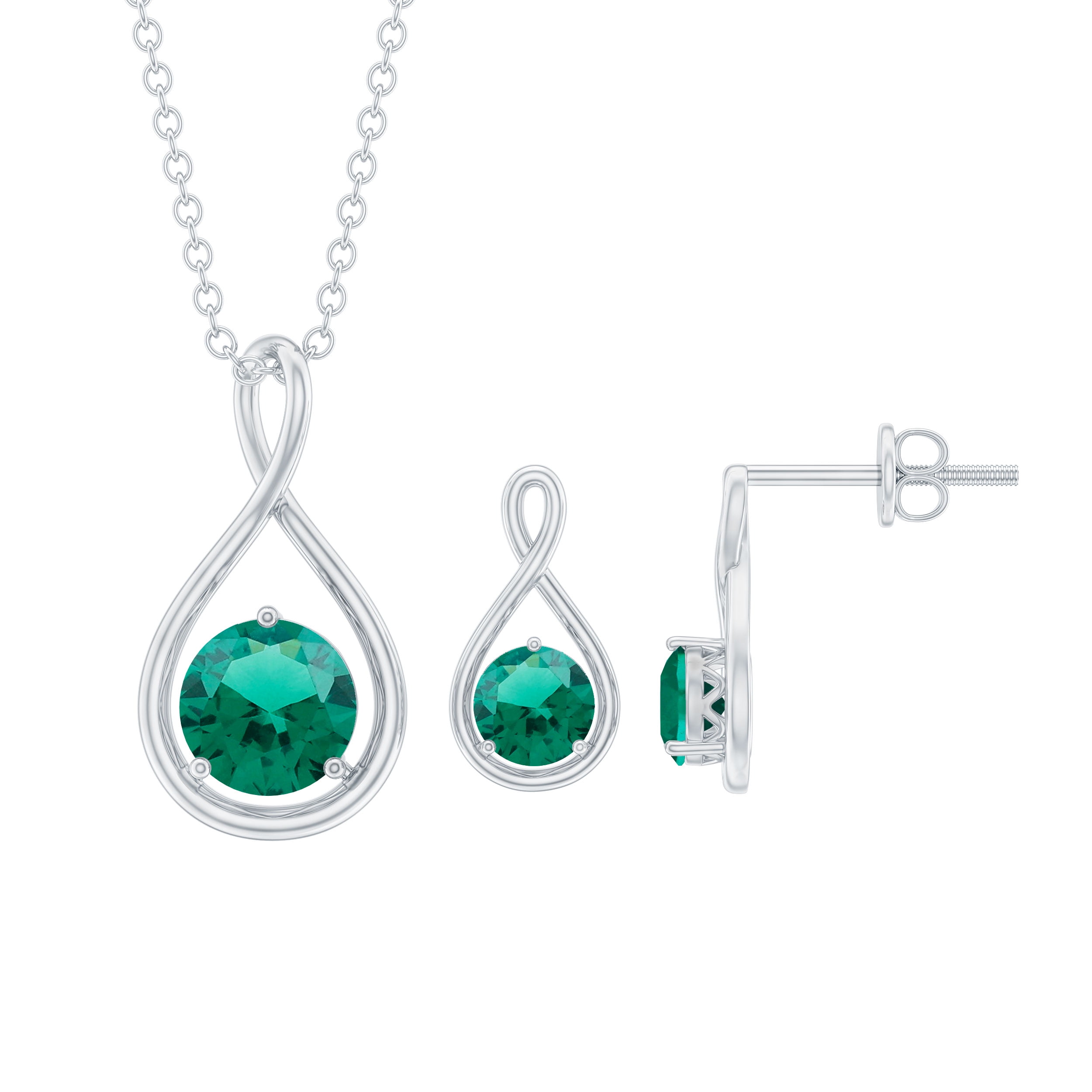 Rosec Jewels Infinity Solitaire Jewelry Set with Lab Grown Emerald for ...