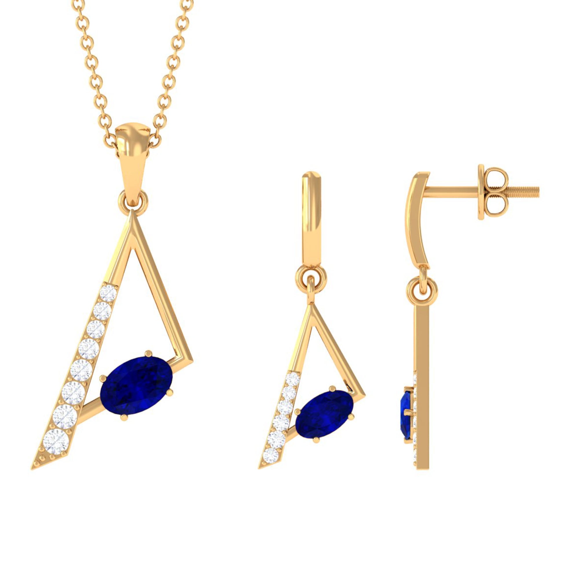 Rosec Jewels Lab Created Blue Sapphire Jewelry Set with Diamond for ...