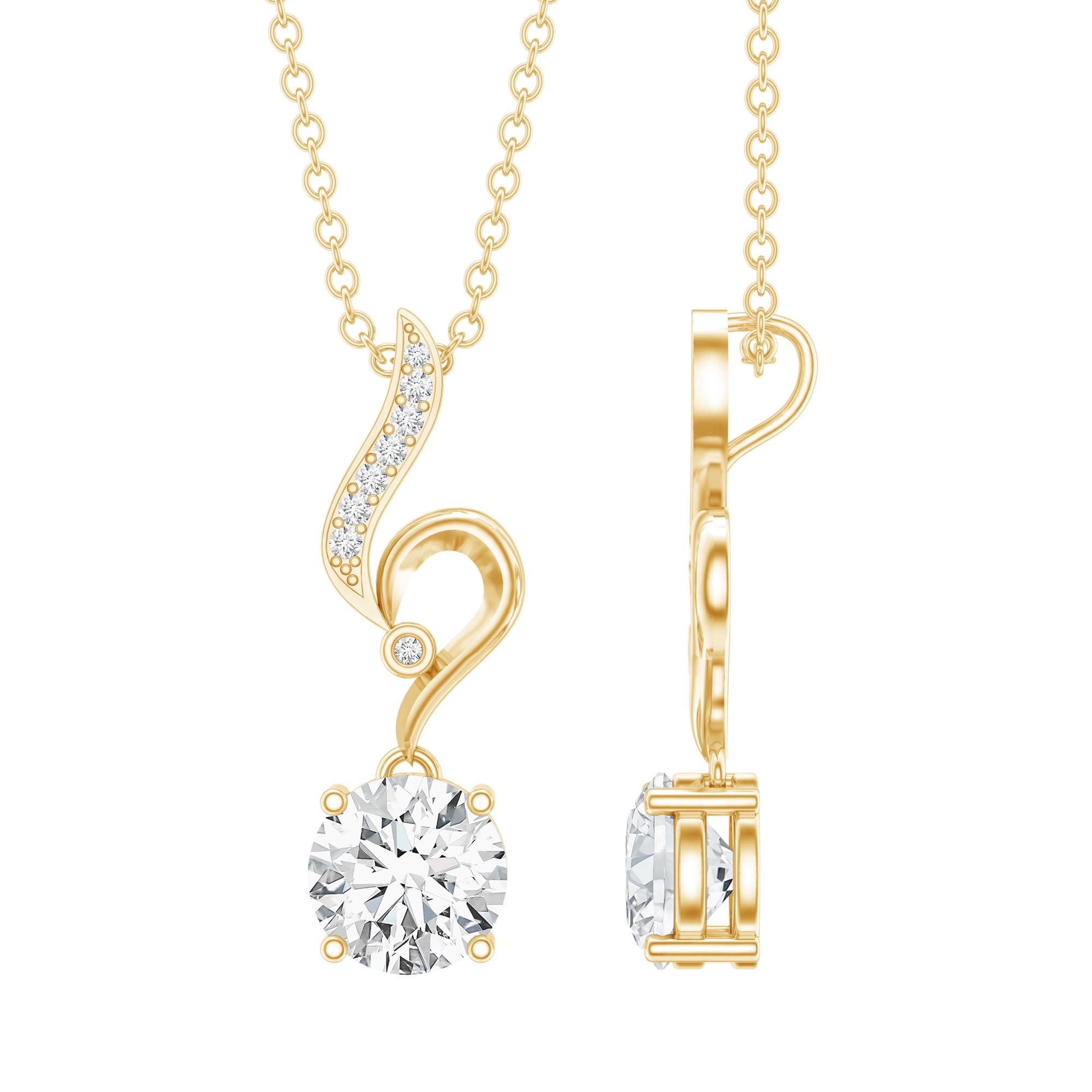 Rosec Jewels Lab Created Diamond Drop Pendant for Women - 0.9 Carat ...