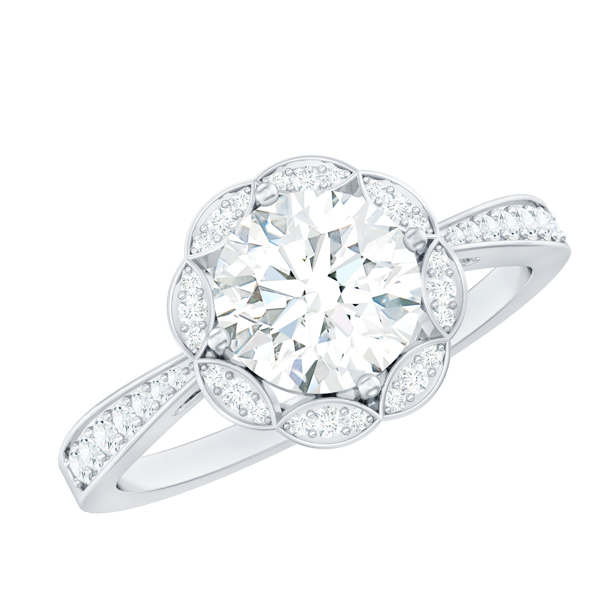 Rosec Jewels - Lab Created Diamond Engagement Ring - Designer Floral ...