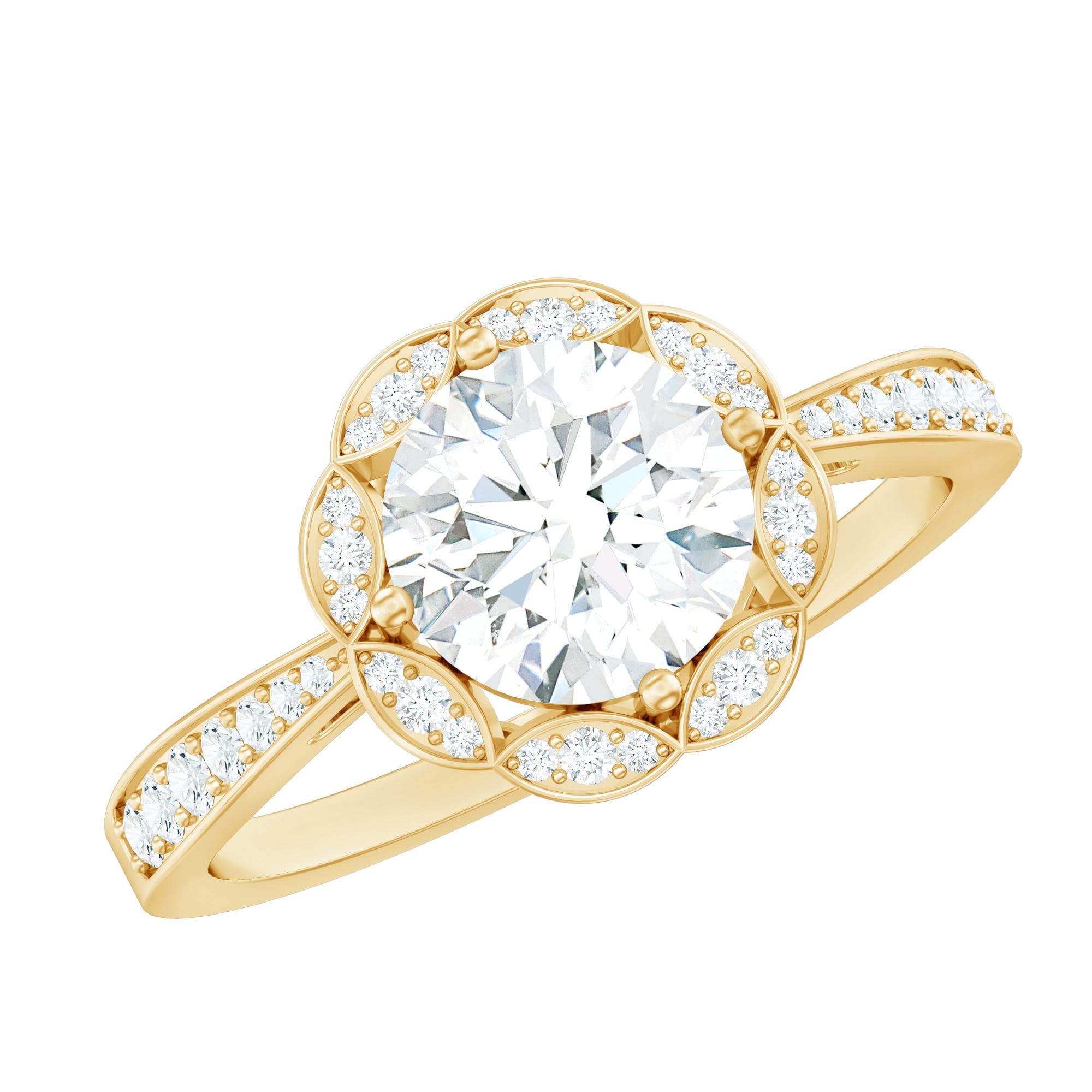 Rosec Jewels - Lab Created Diamond Engagement Ring - Designer Floral ...