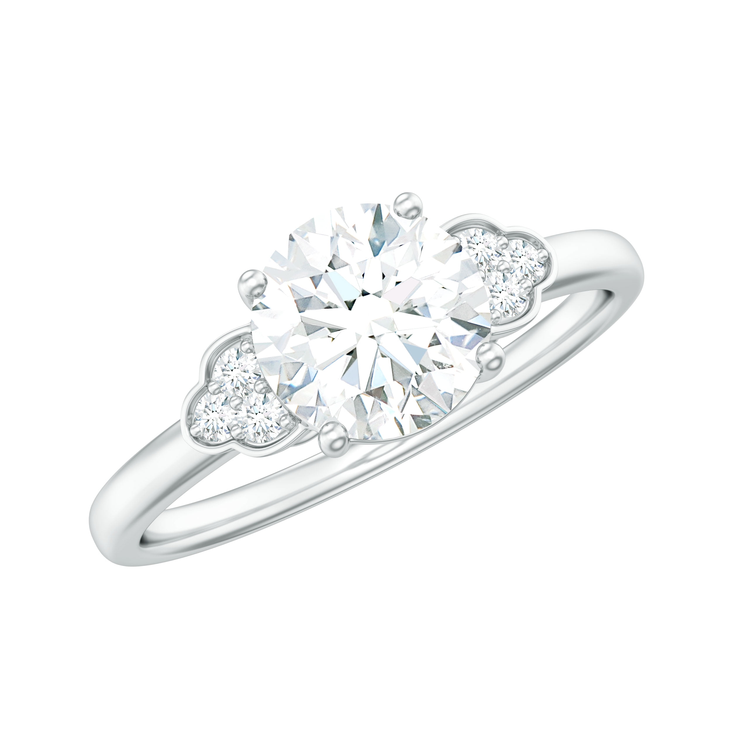 Rosec Jewels Lab Created Diamond Engagement Ring with Accent - 7 mm ...