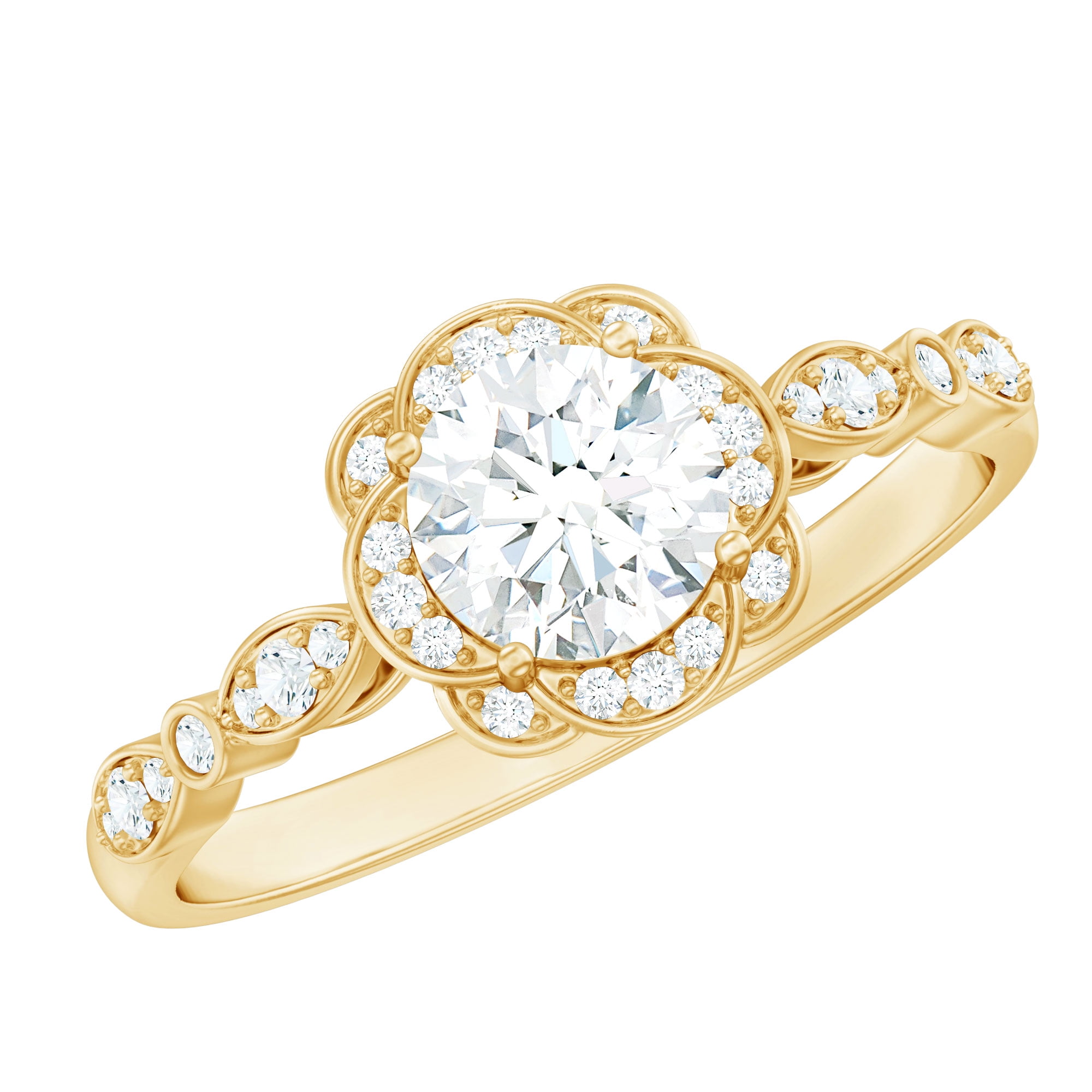 Rosec Jewels Lab Created Diamond Engagement Ring with Halo - Designer ...