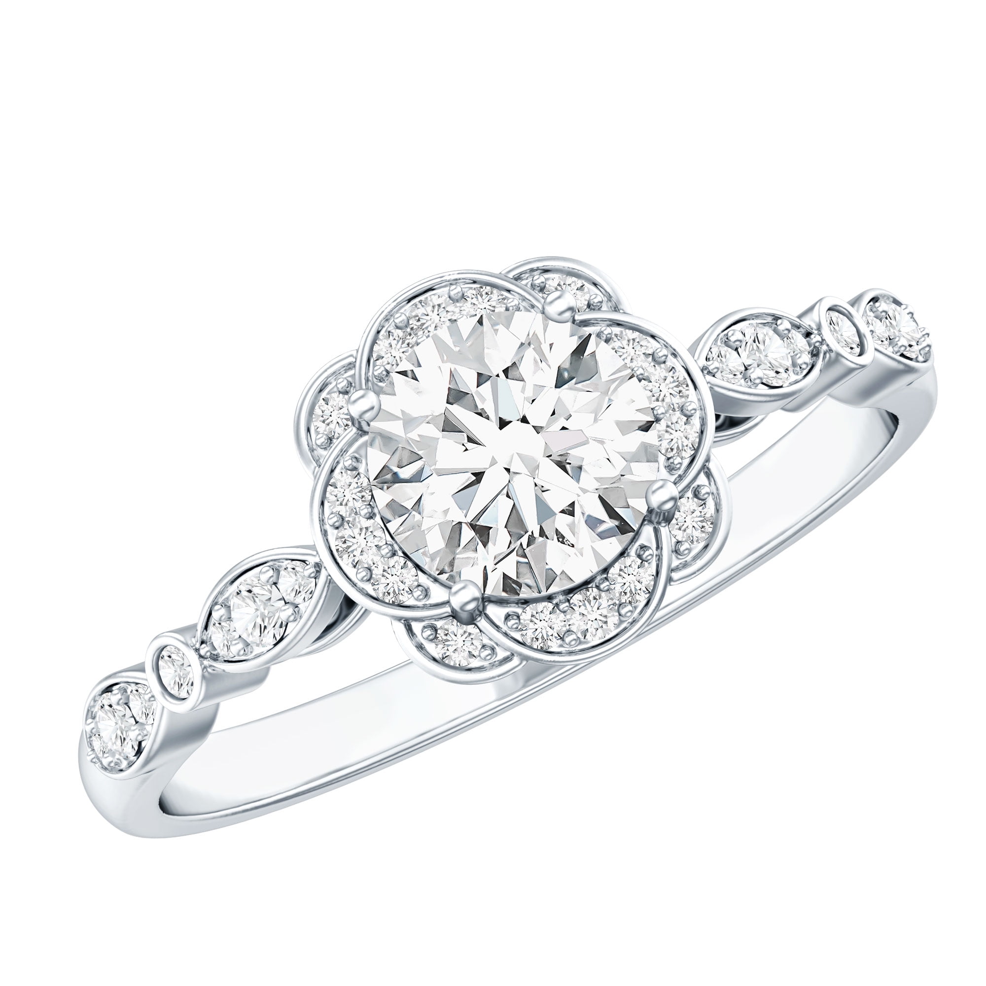 Rosec Jewels Lab Created Diamond Engagement Ring with Halo - Designer ...