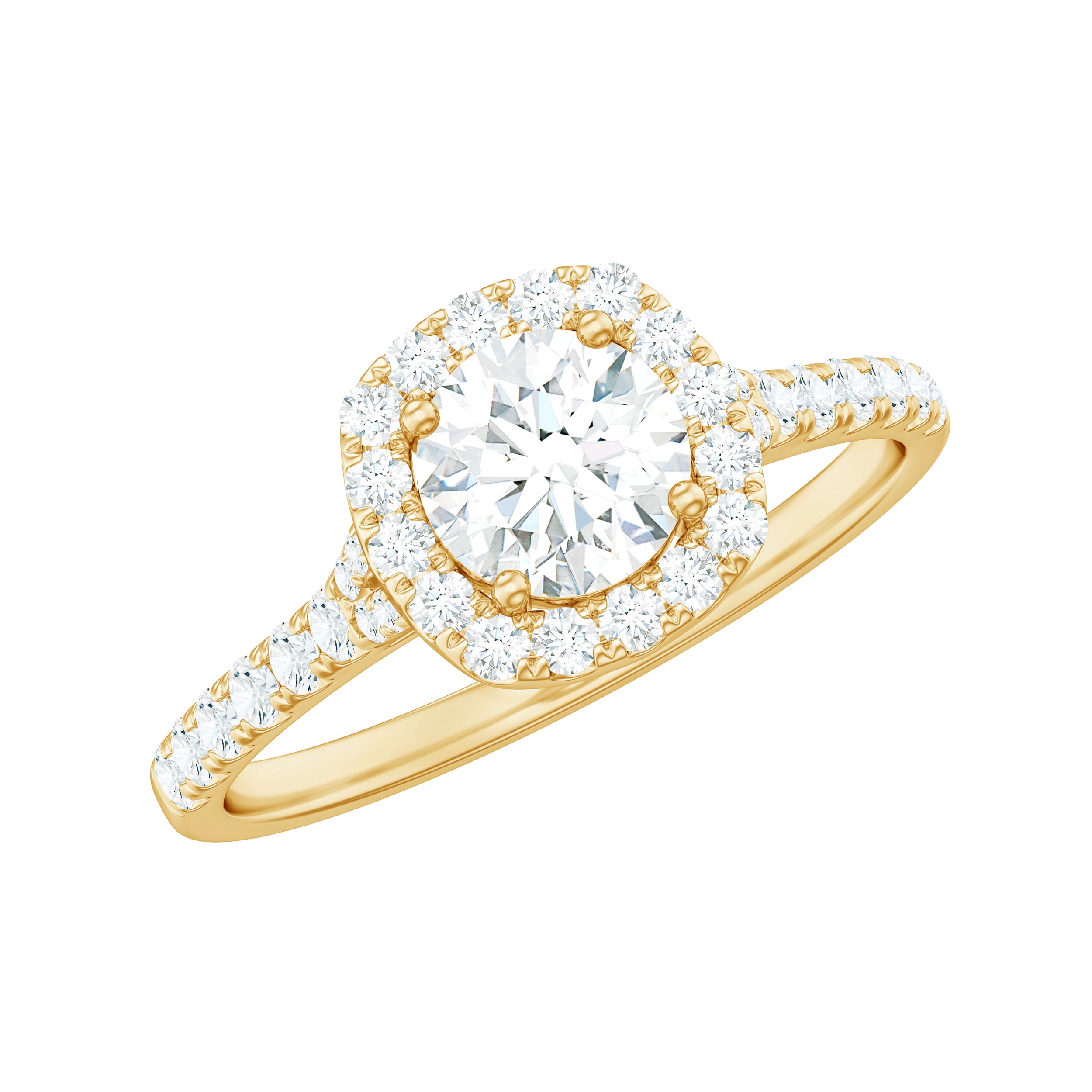 Rosec Jewels Lab Created Diamond Halo Engagement Ring with Side Stones ...