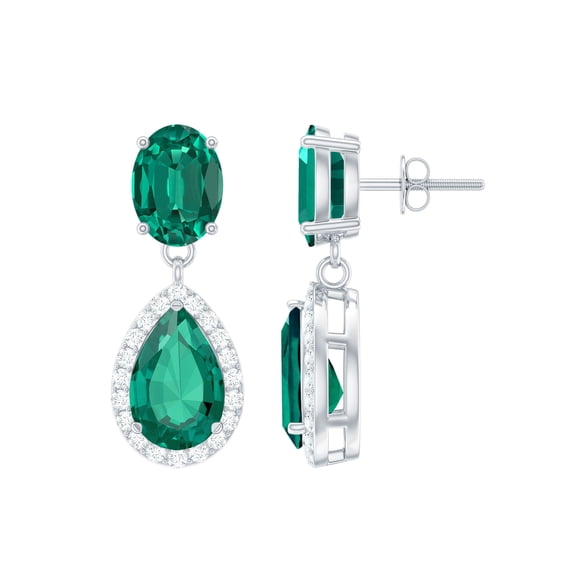 Rosec Jewels Lab Grown Emerald Teardrop Earrings for Women - AAAA Grade ...