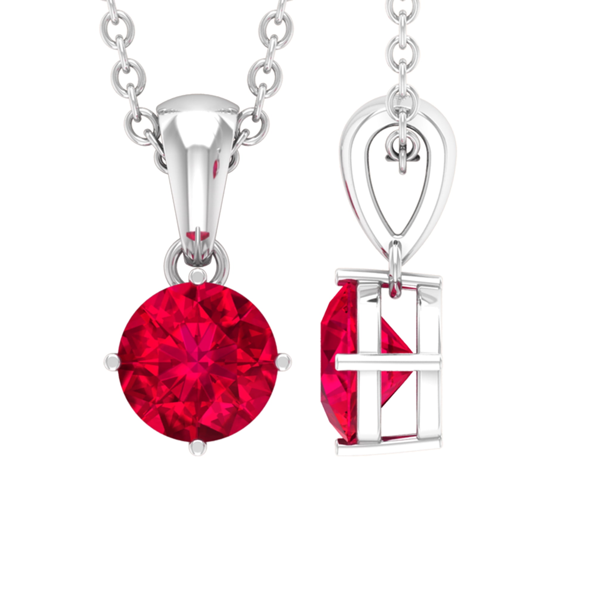 Rosec Jewels Lab Created Ruby Solitaire Pendant for Women (5 mm, AAAA ...