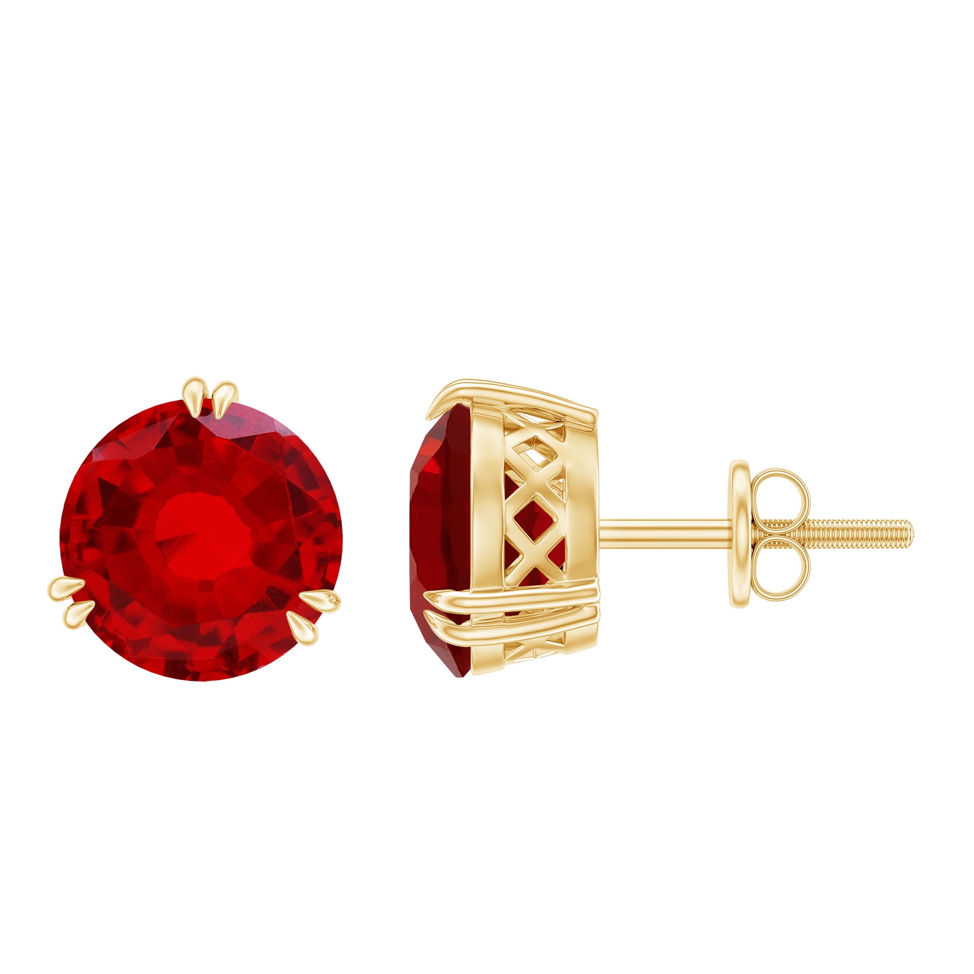 Rosec Jewels Lab Created Ruby Solitaire Stud Earrings for Women - 8 mm ...