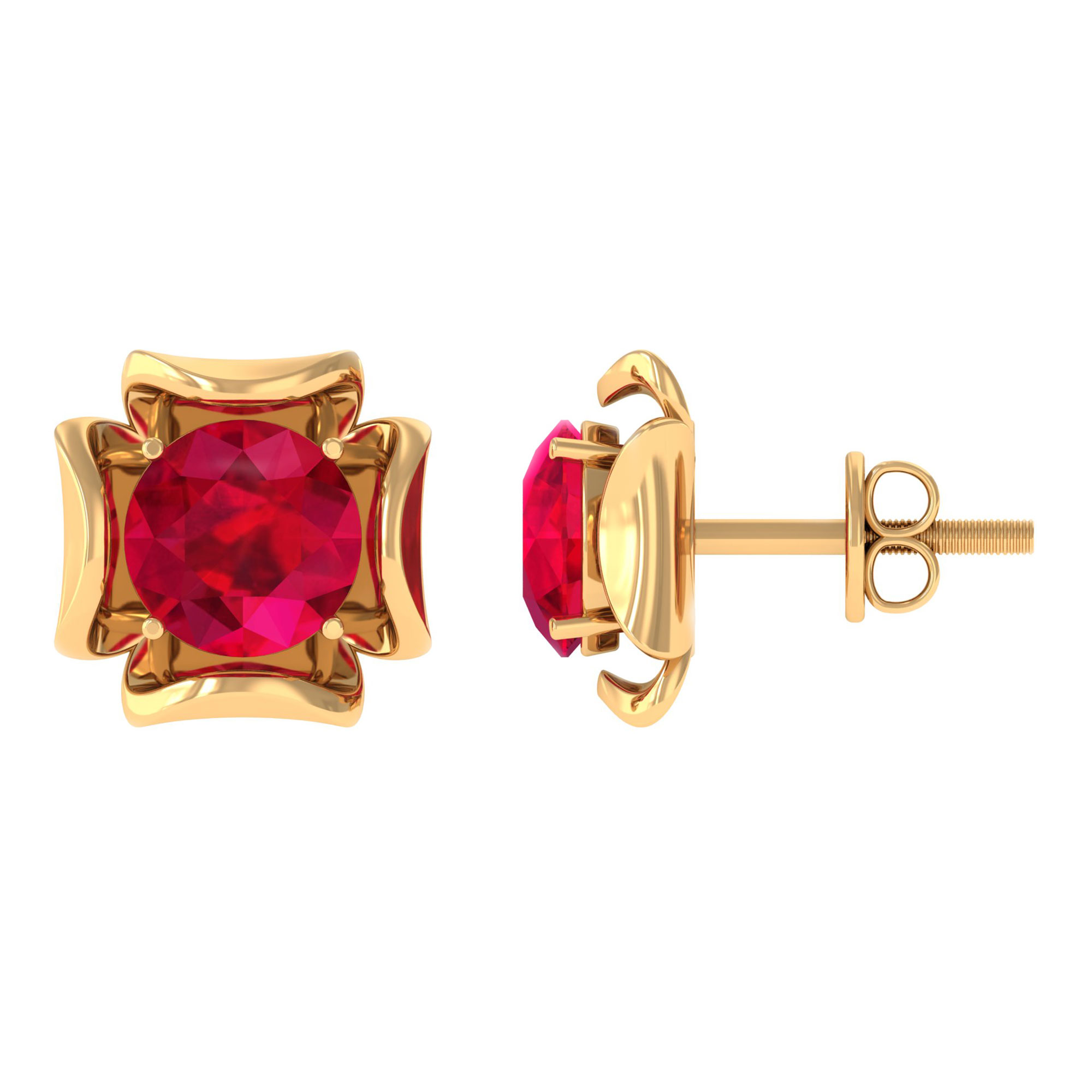 Rosec Jewels Lab Created Ruby Solitaire Stud Earrings with Screw Back ...
