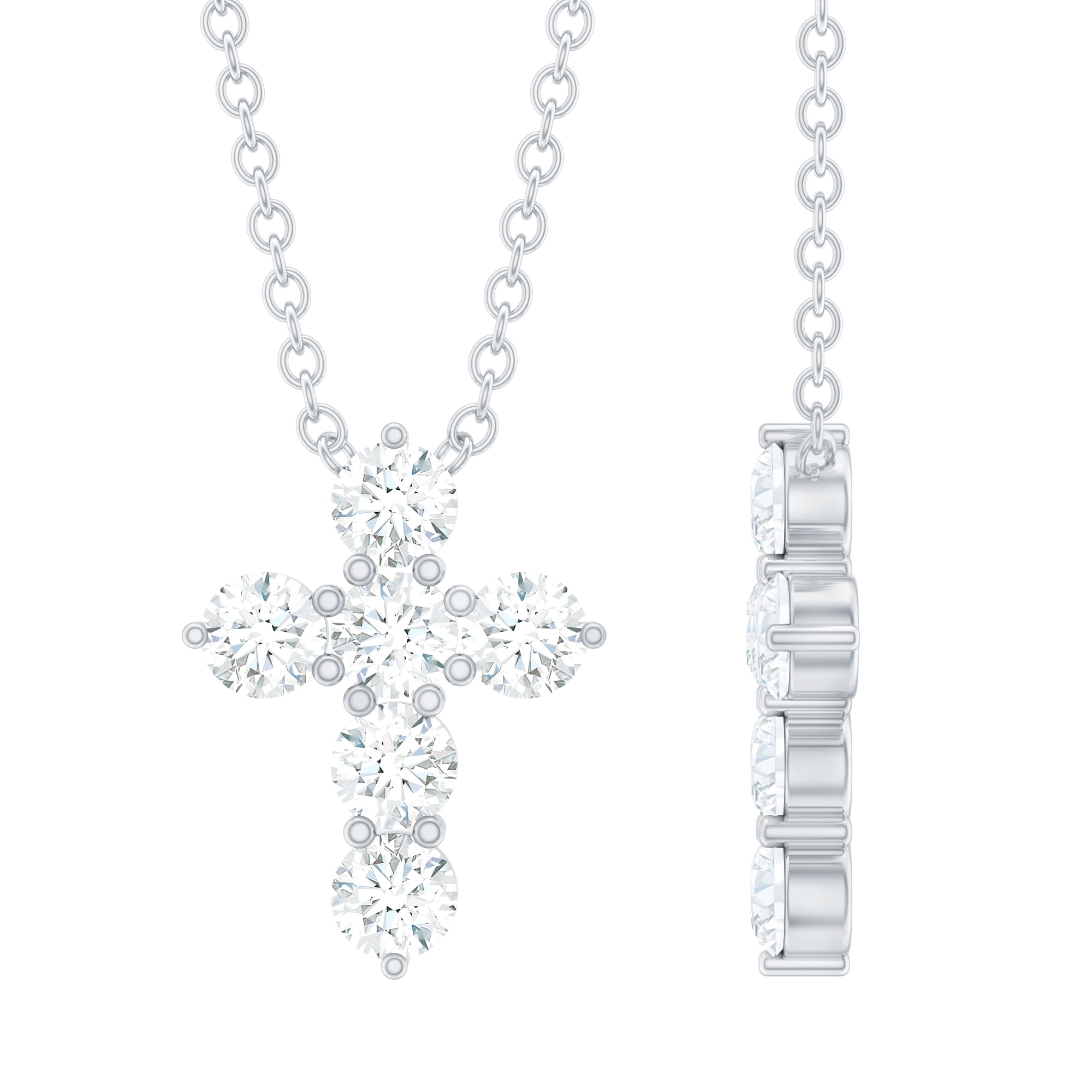 Rosec Jewels Lab Created Diamond Cross Pendant with Chain (Ef-Vs ...