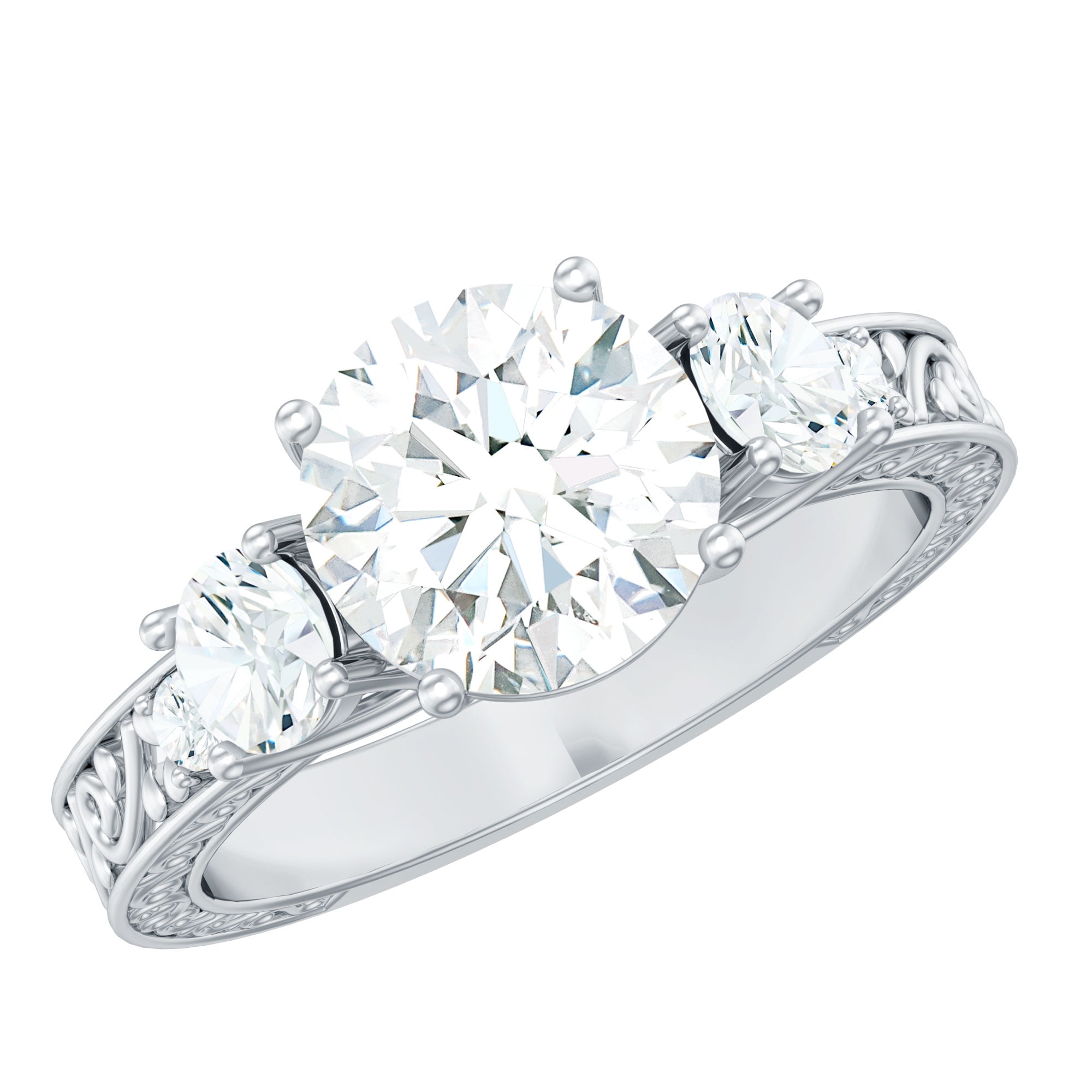 Rosec Jewels - Lab Diamond Engagement Ring 3 Stone - EF-VS Quality ...