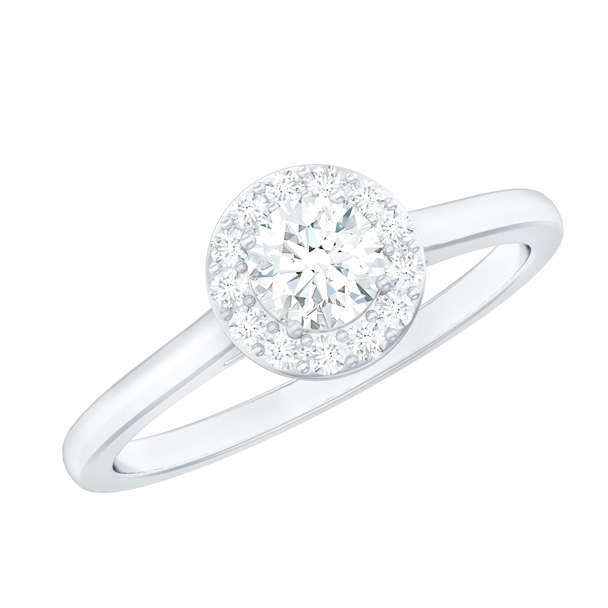 Rosec Jewels Lab Diamond Engagement Ring Round with Halo - Minimalist ...