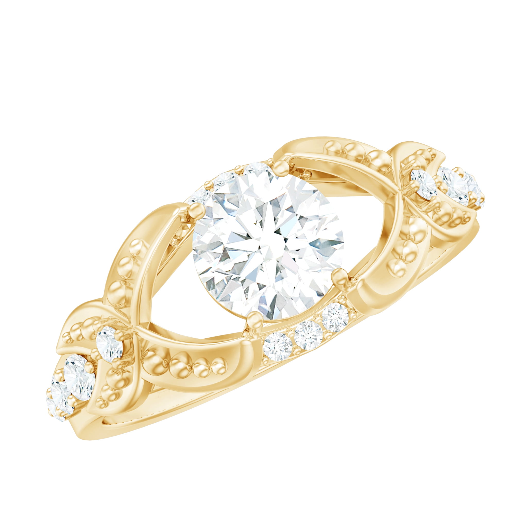 Rosec Jewels Lab Diamond Engagement Ring - Vintage Inspired Ring - 6 mm ...