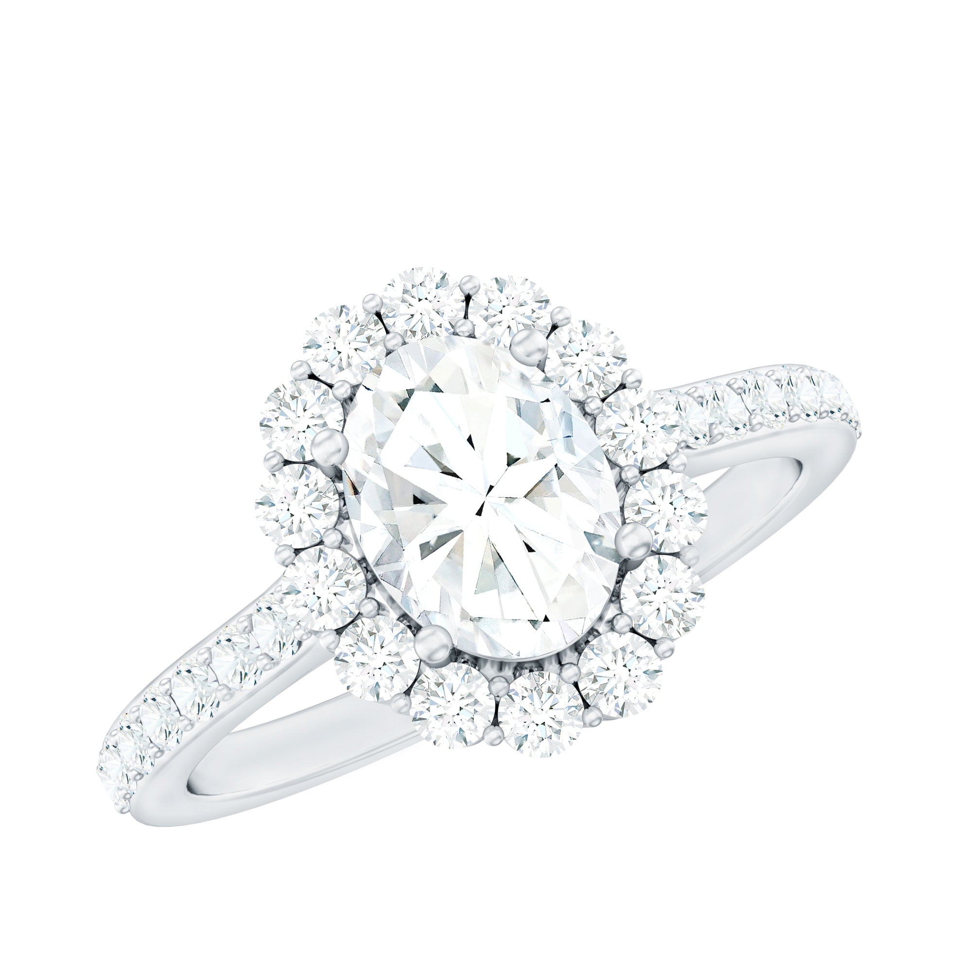 Rosec Jewels Lab Diamond Engagement Ring with Halo - 6x8 mm Oval - EF ...