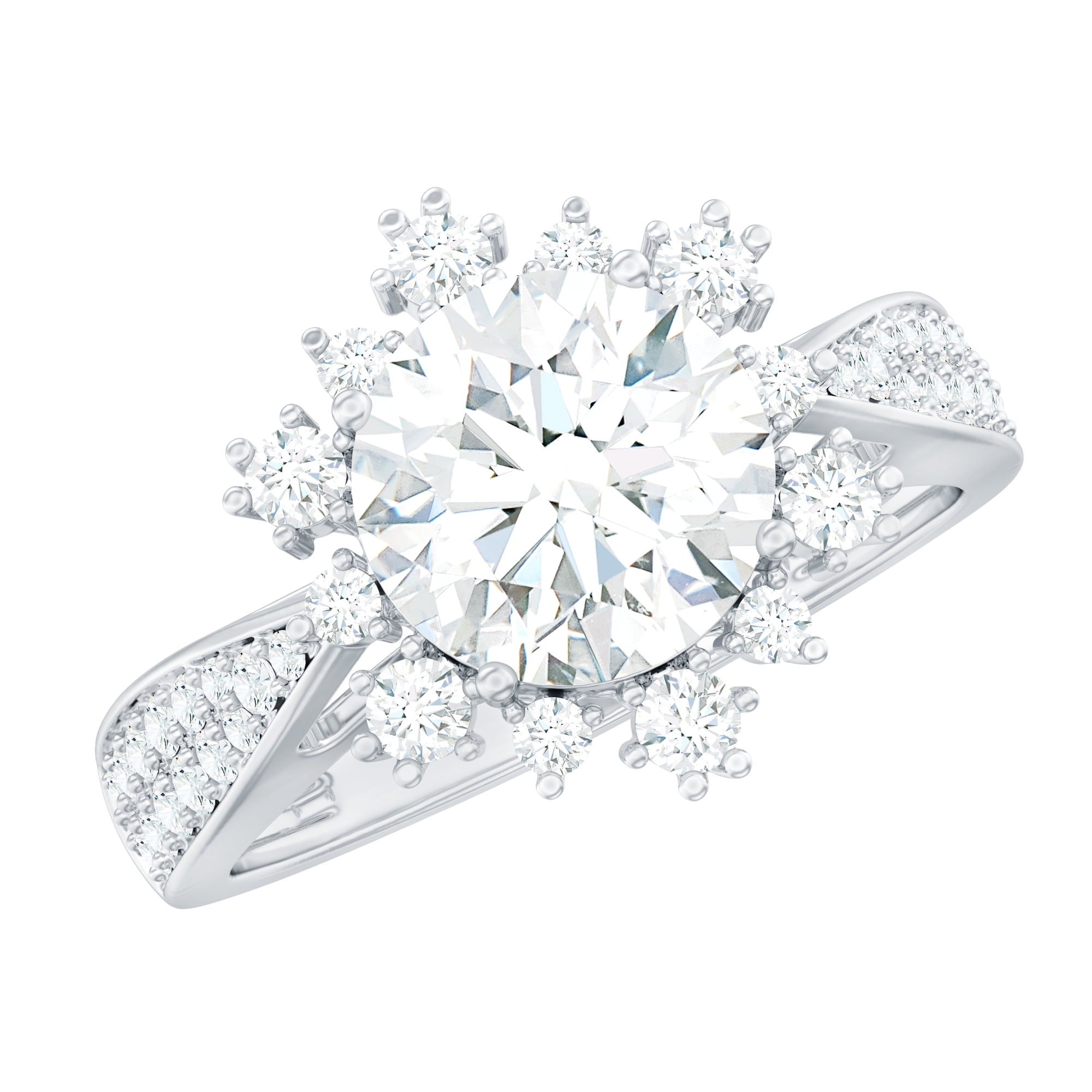 Rosec Jewels Lab Diamond Flower Engagement Ring Women - Statement Ring ...