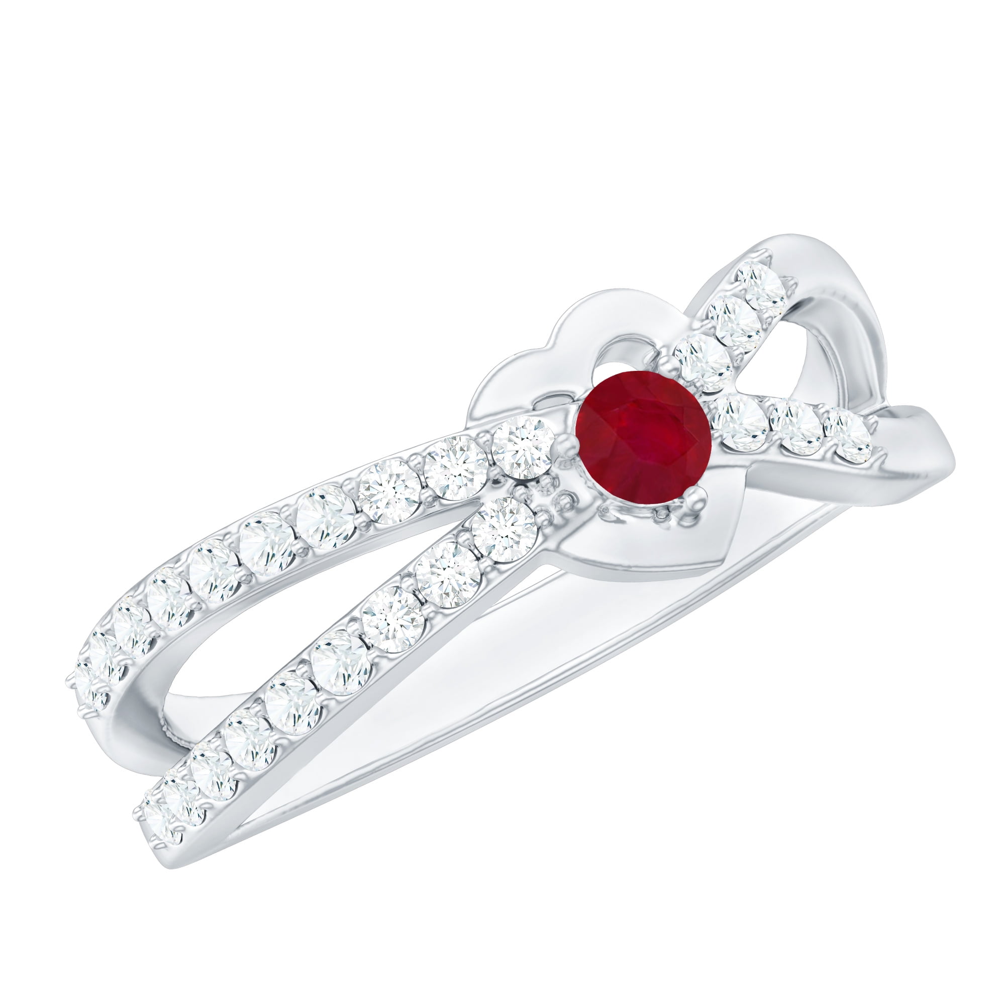 Rosec Jewels Lab Diamond Heart Promise Ring with Real Ruby - Ready to ...