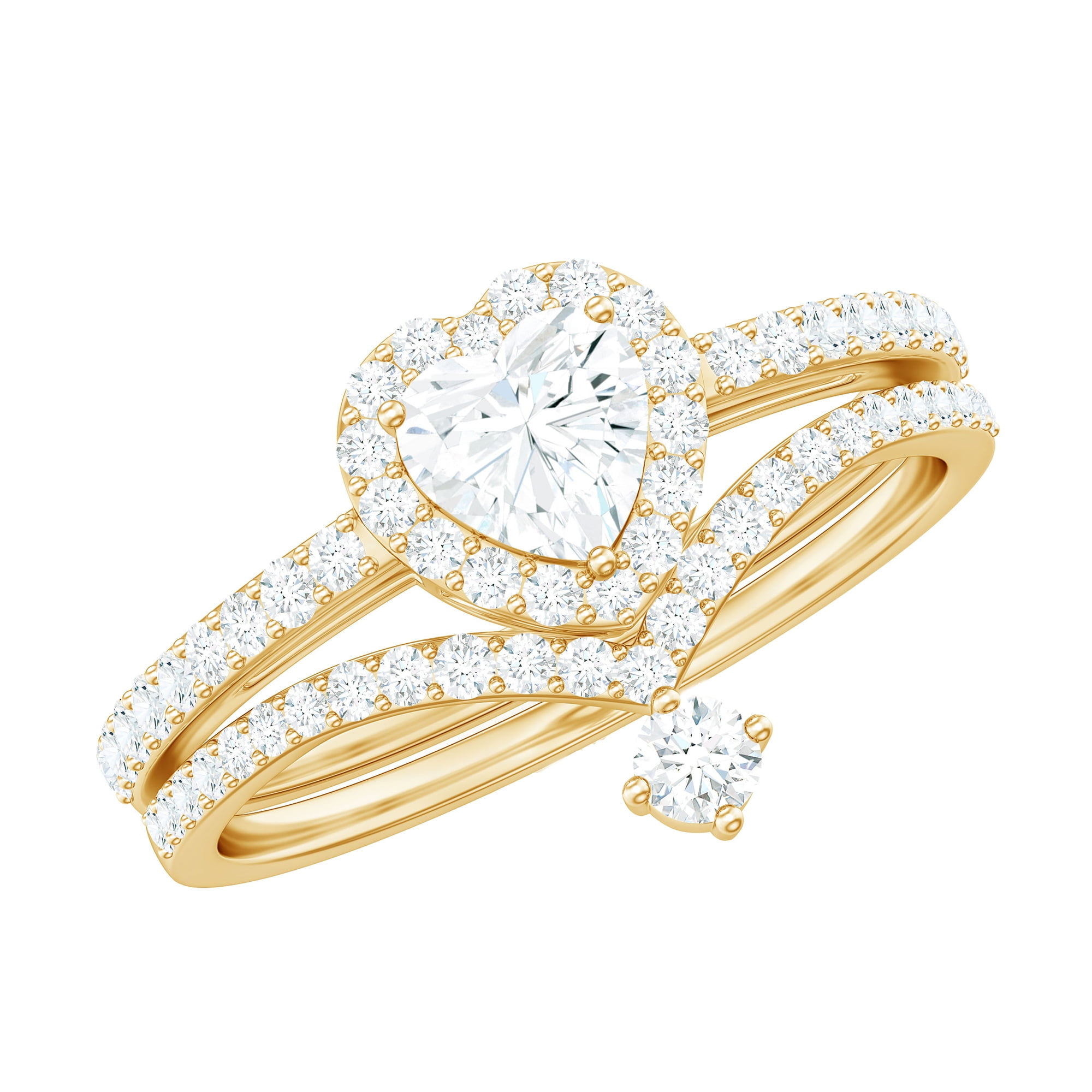 Rosec Jewels Lab Diamond Heart Wedding Engagement Rings Set of 2 - EF ...