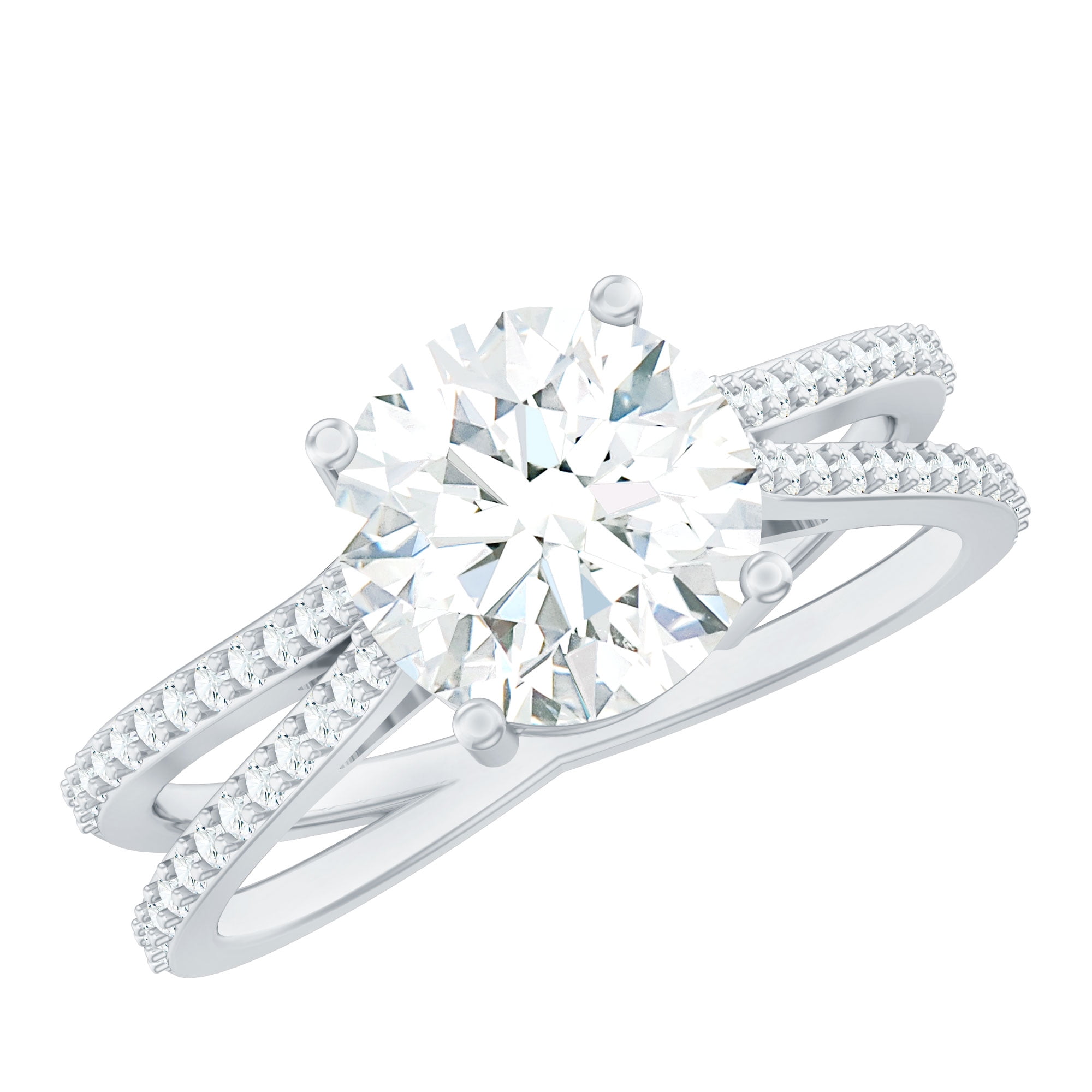Rosec Jewels Lab Diamond Solitaire Ring 2 Ct - Classic Engagement Ring - 8 mm - EF-VS Grade, 925 ...